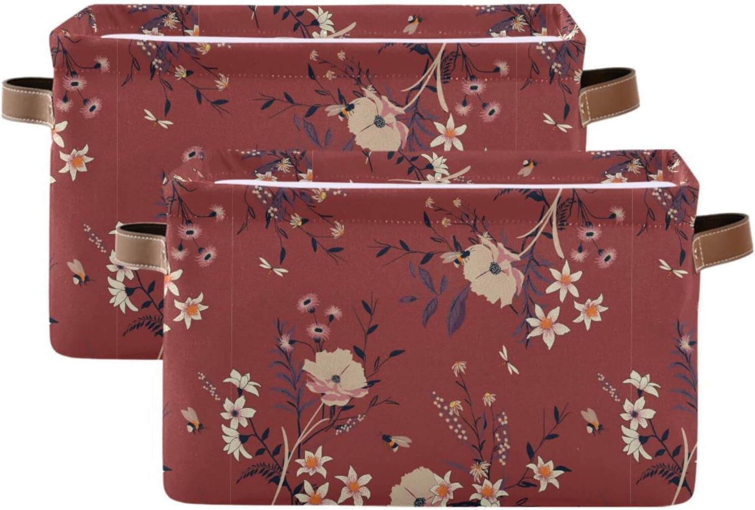 Coolnut Vintage Flower Foldable Storage Basket for Shelves, Collapsible ...