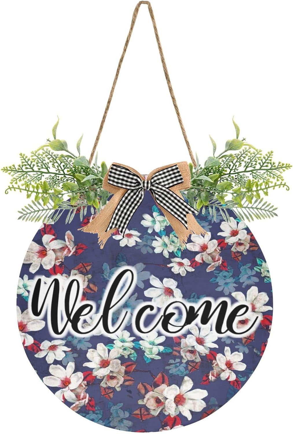 Coolnut Vintage Flower Front Door Round, Hanging Welcome Sign, Front ...