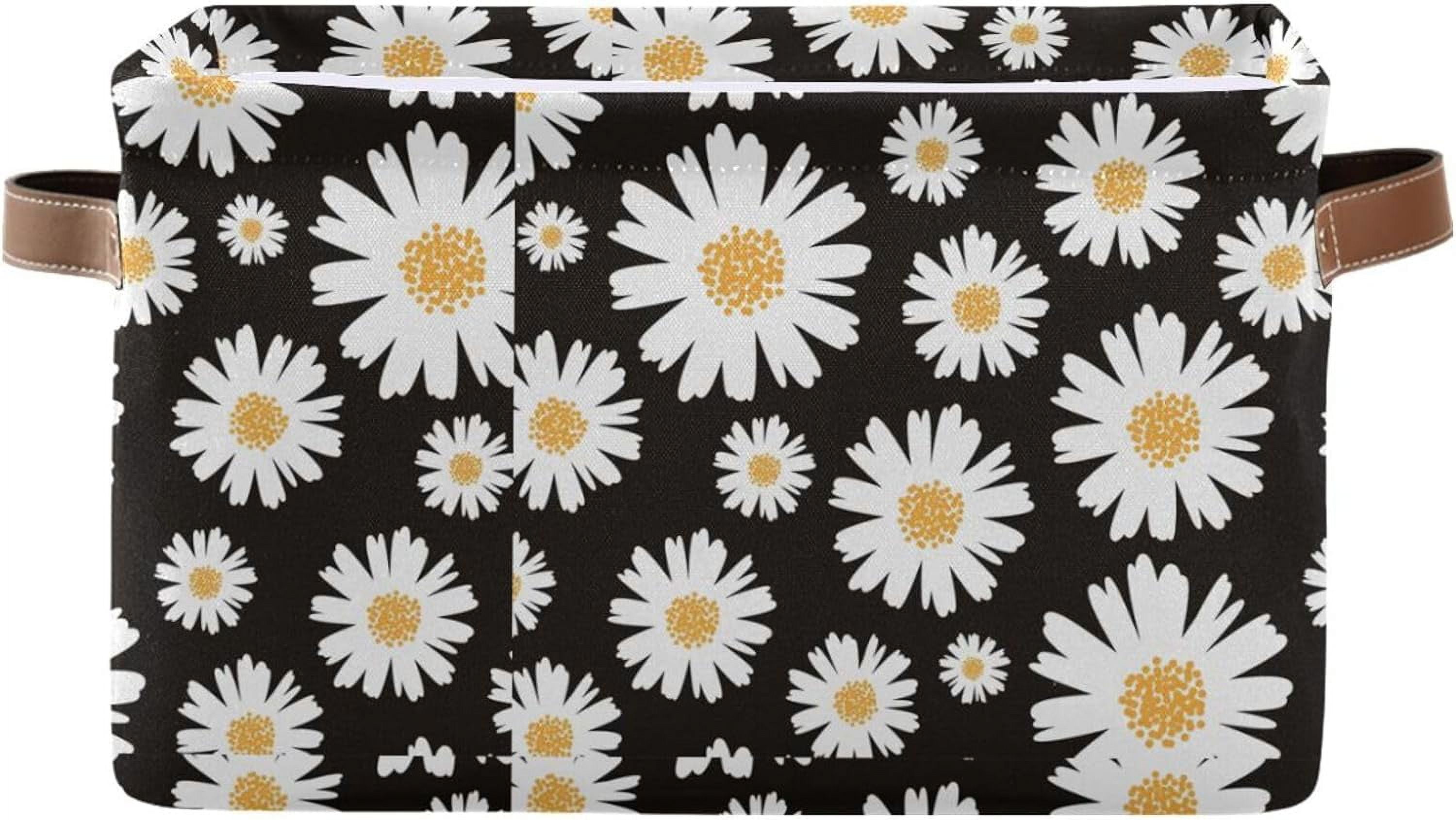 Coolnut Vintage Fresh Daisy Storage Basket, Durable Canvas Organizer ...