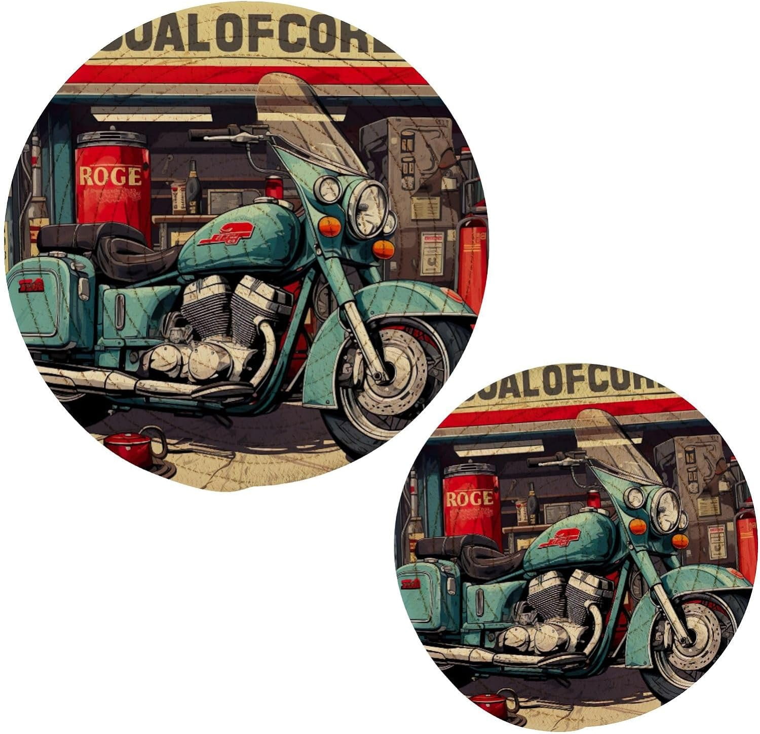 Coolnut Vintage Motorcycle Pattern Trivets Pot Holders Set of 2 ...