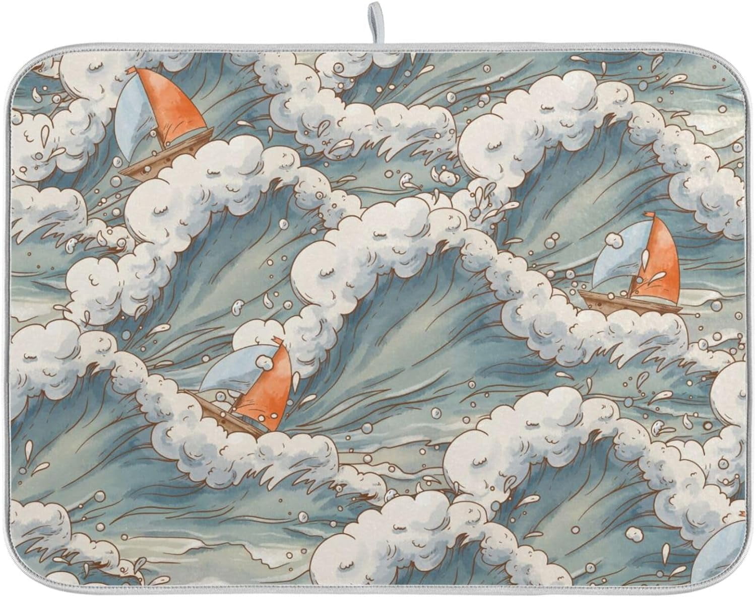 Coolnut Vintage Ocean Waves Dish Drying Mat for Kitchen, 18 x 24 Inch ...