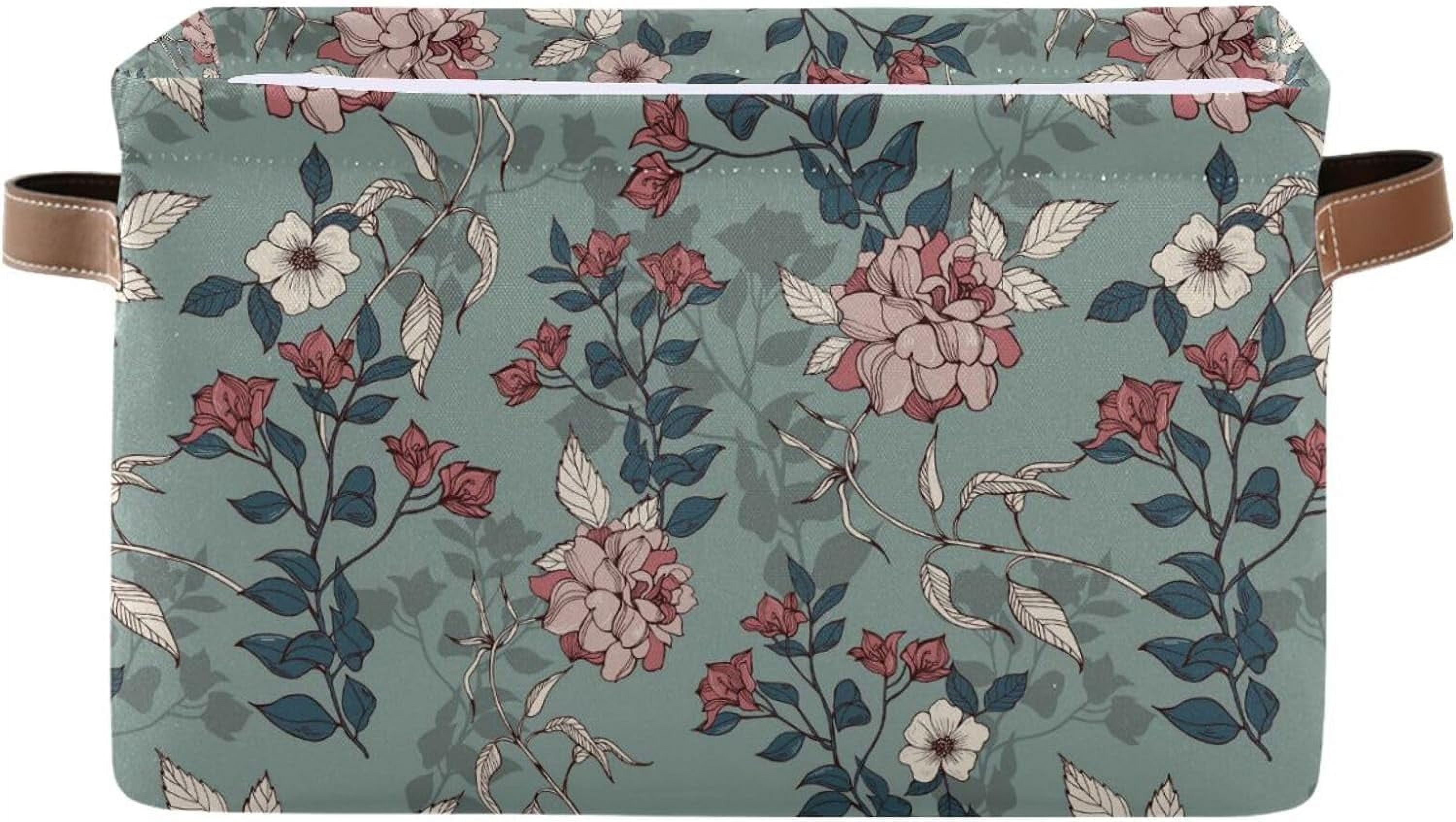 Coolnut Vintage Peony Foldable Canvas Storage Bin, Sturdy Fabric ...