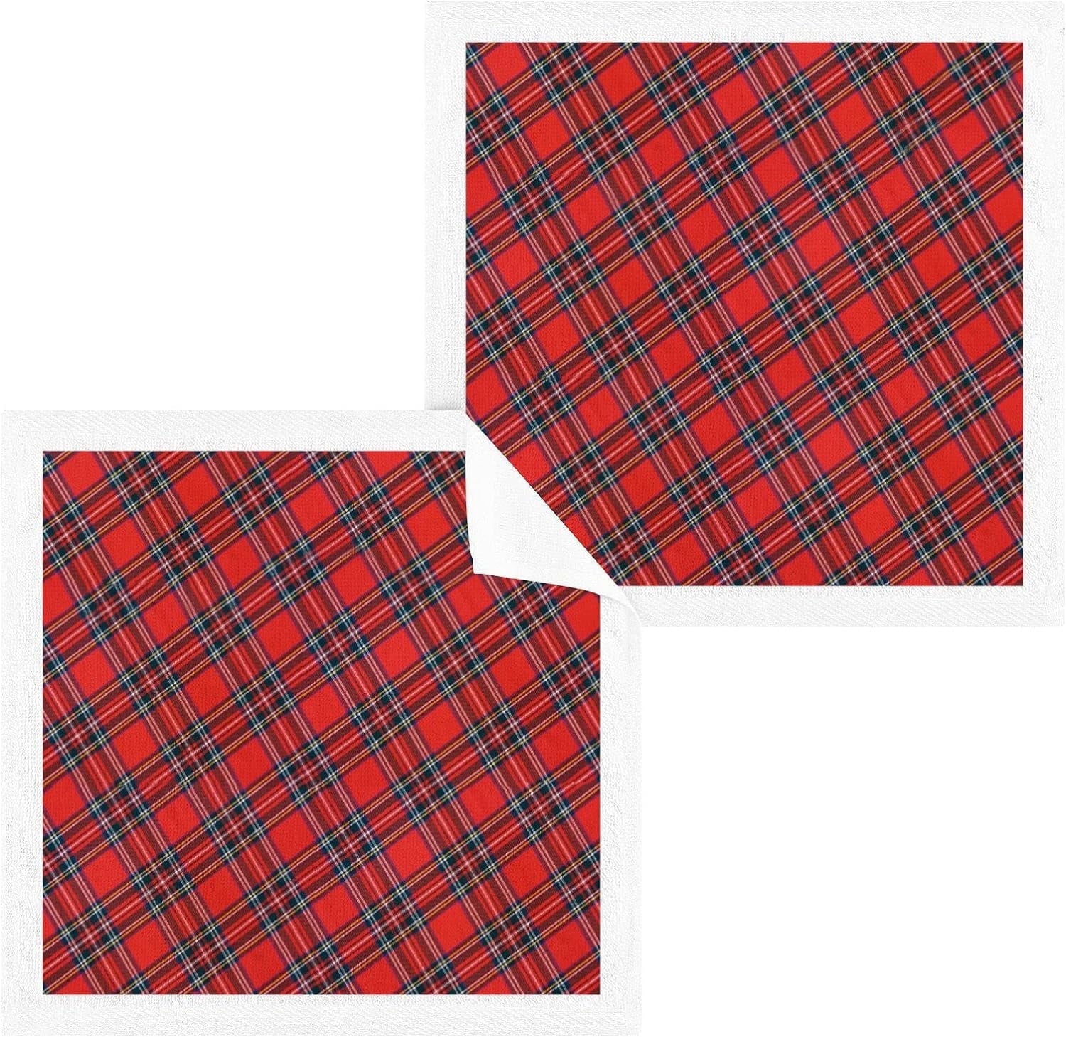 Coolnut Vintage Red Grid Stripe Pure Cotton Washcloths 4 Pack,Soft ...