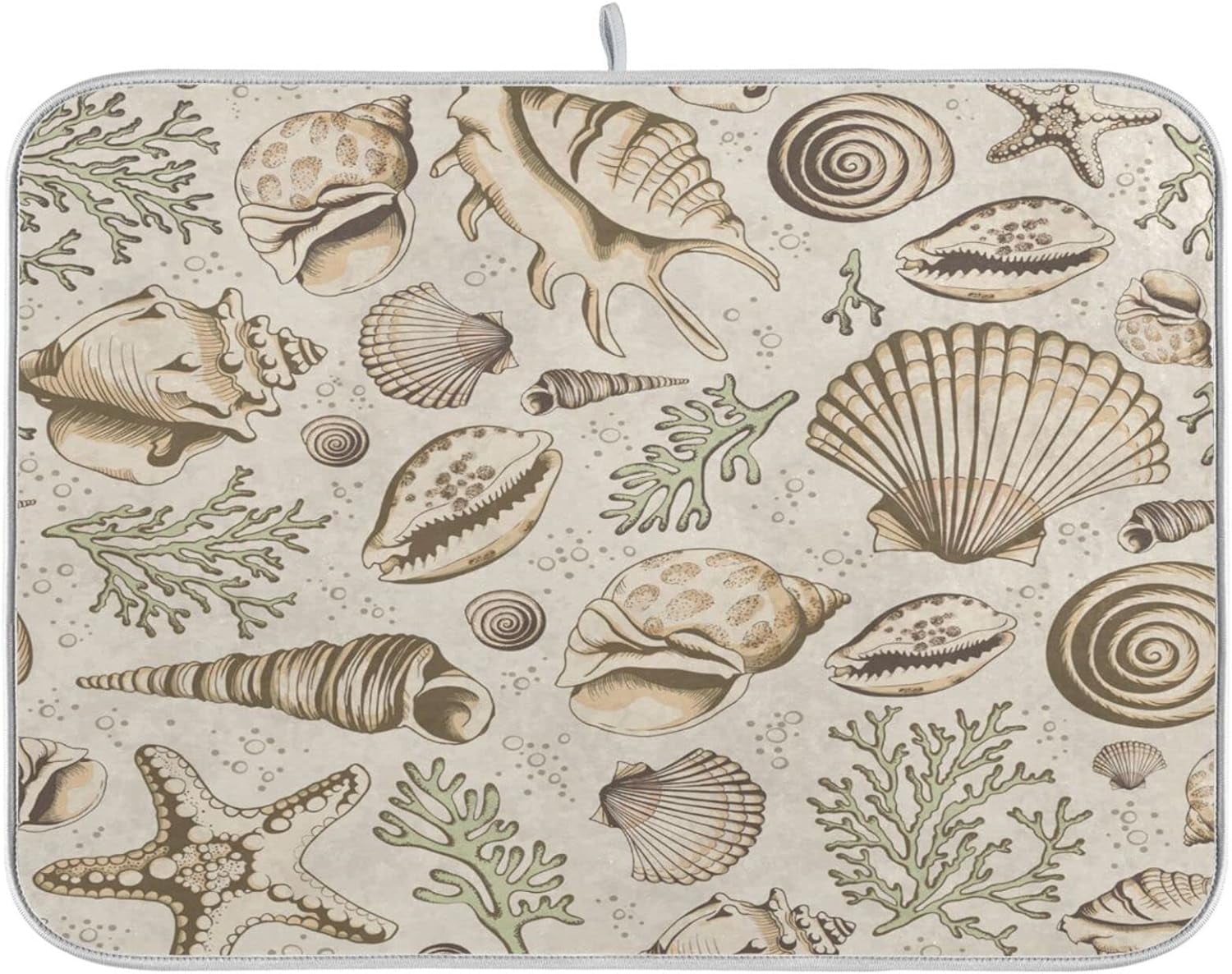 Coolnut Vintage Seashells Dish Drying Mat for Kitchen, 16 x 18 Inch ...