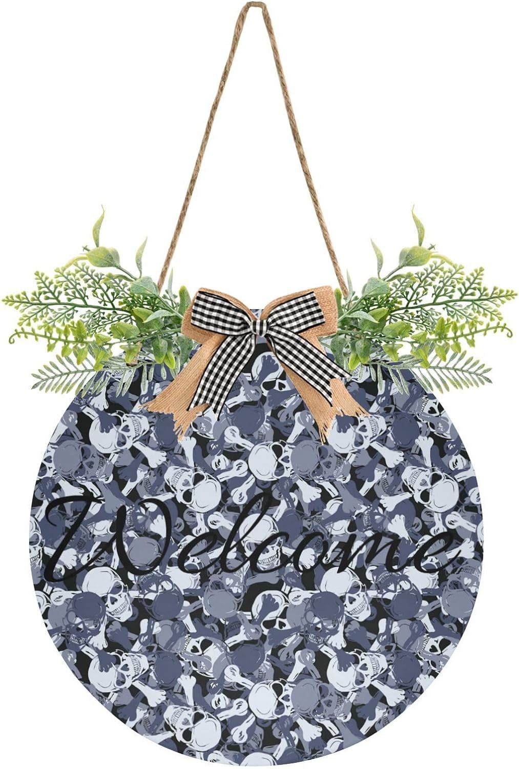 Coolnut Vintage Skull Skeleton Bones Welcome Sign Front Door Round Wall ...