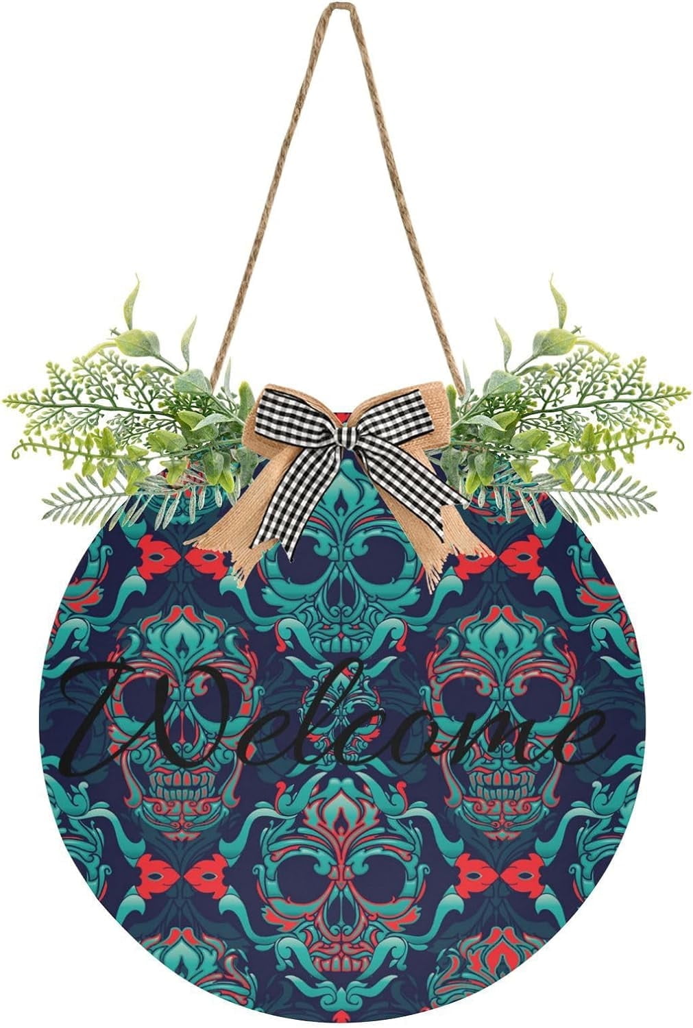 Coolnut Vintage Skull Skeleton Welcome Sign Front Door Round Wall Door ...