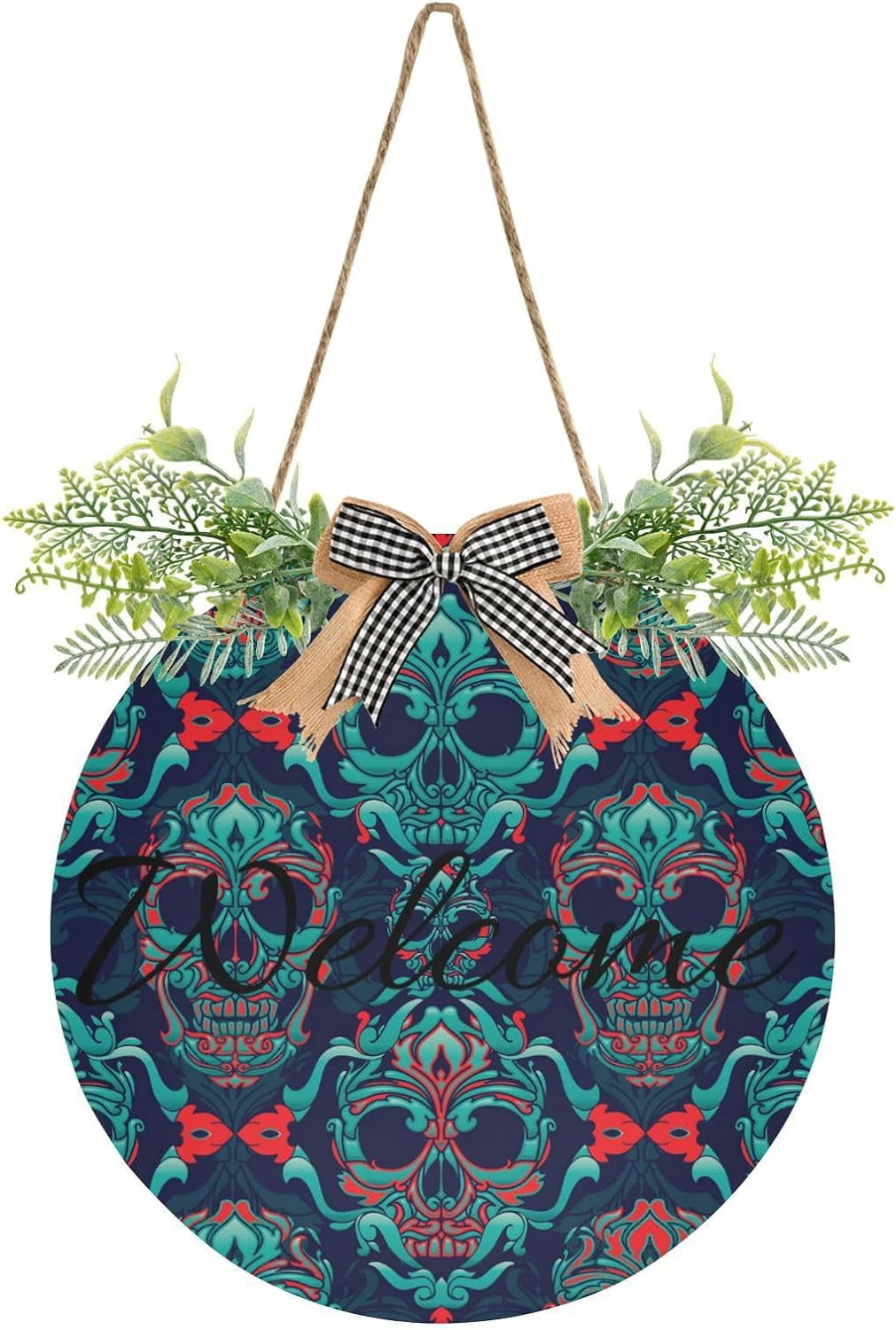 Coolnut Vintage Skull Skeleton Welcome Sign Front Door Round Wall Door ...