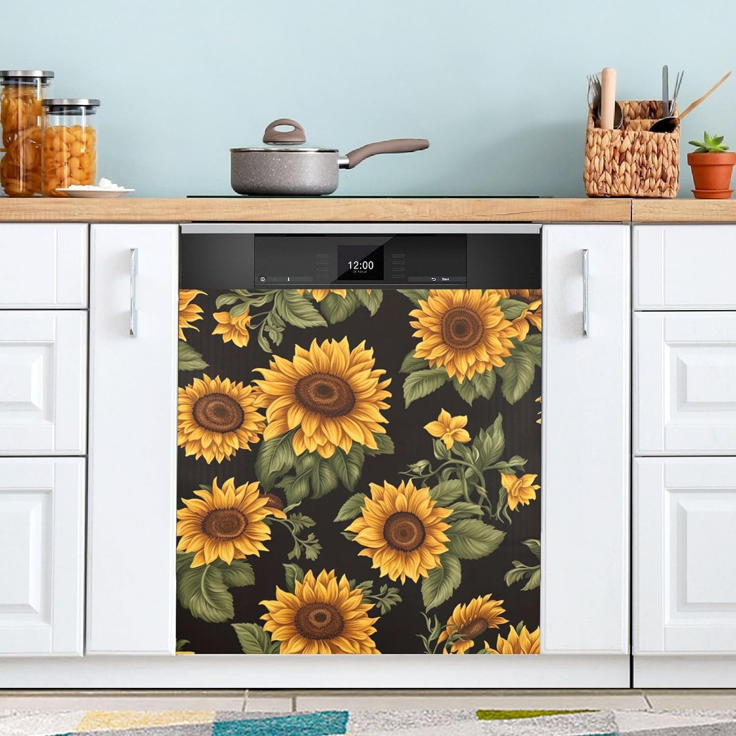 Coolnut Vintage Sunflowers Dishwasher Magnet Cover Magnetic Dish Washer ...