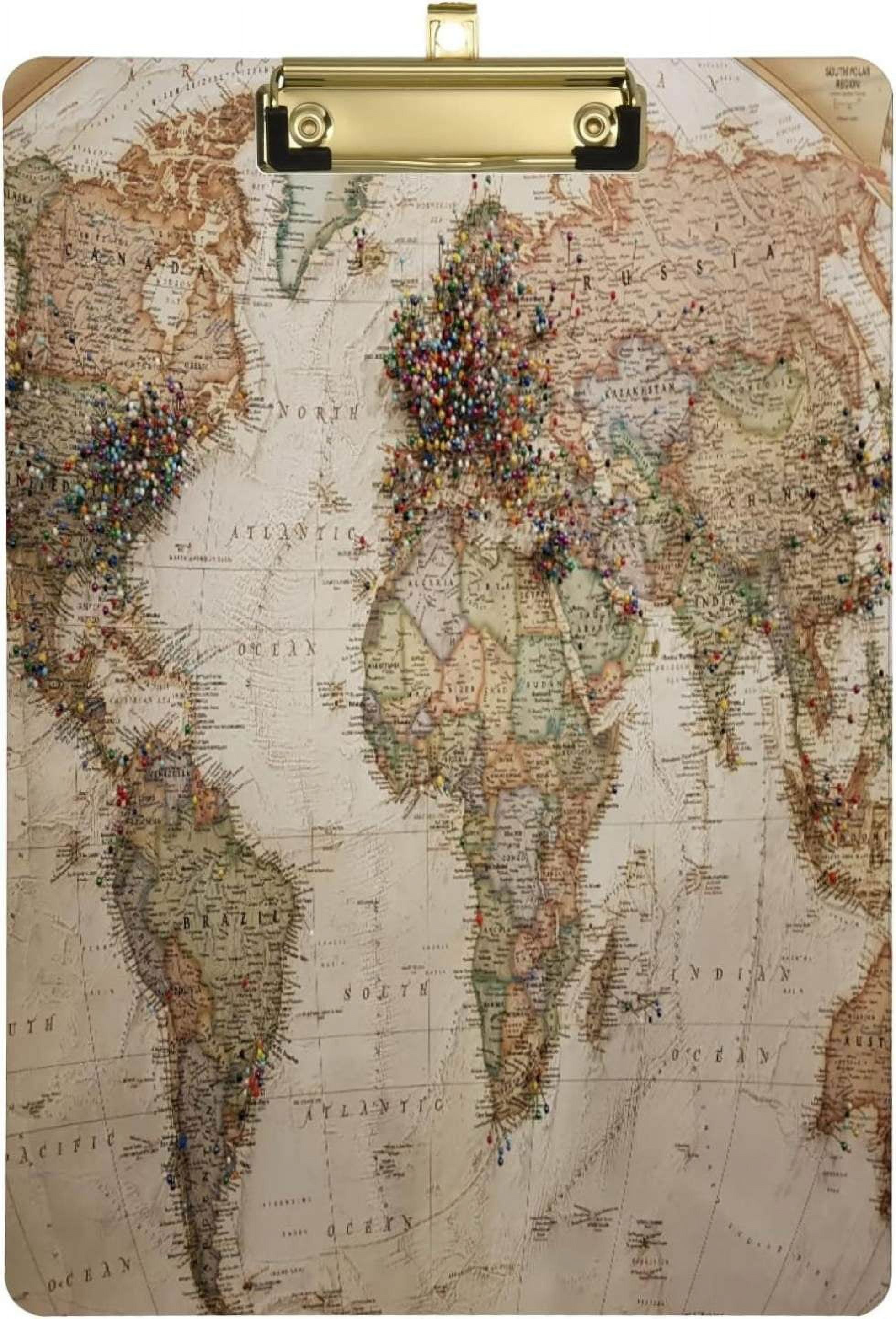 Coolnut Vintage World Map Clipboards, Fashion Design Clipboard Low ...