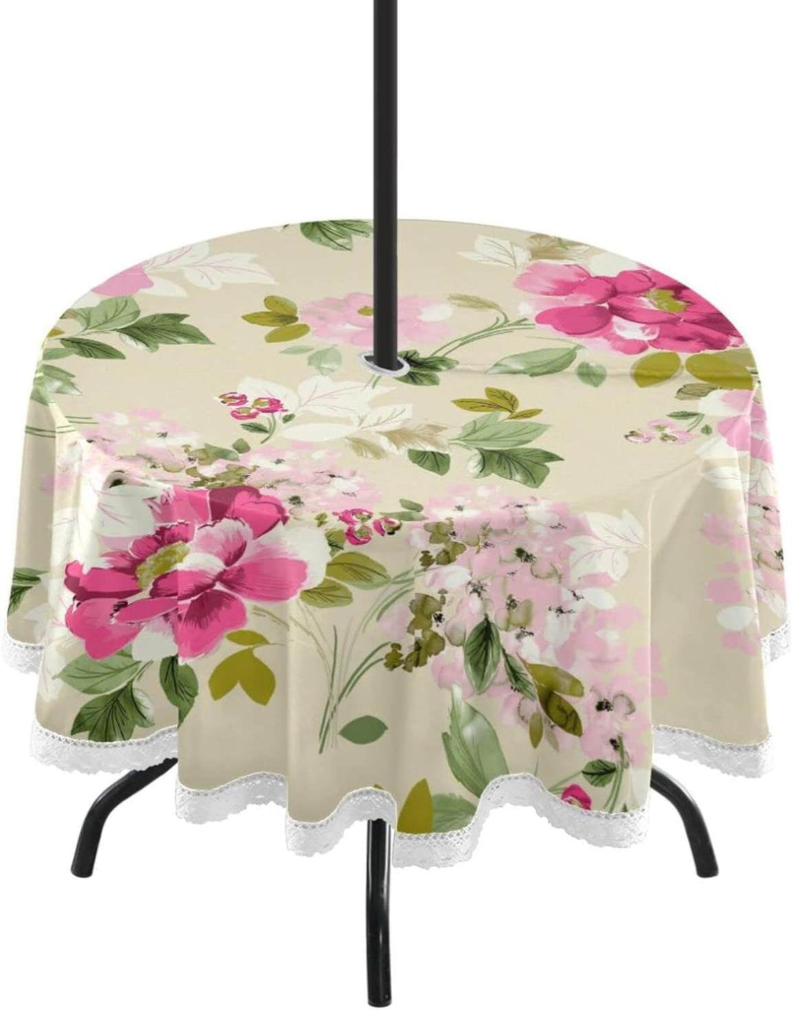 Coolnut Violet Roses Round Table Cloth, Heat Resistant Table Cover with ...