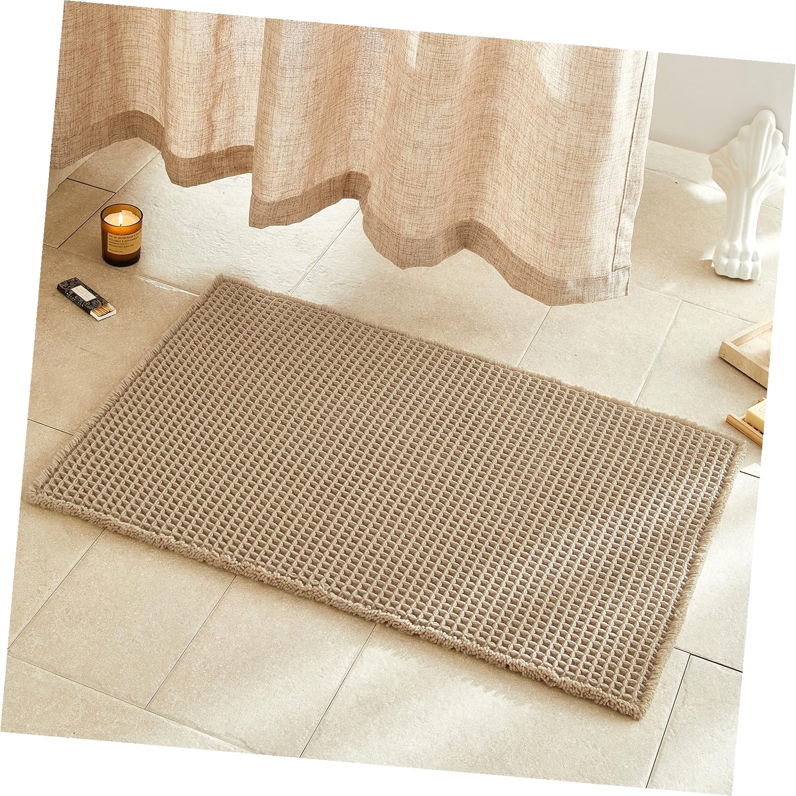 Coolnut Waffle Mat, Bathroom Rugs Washable Absorbent Quick Dry ...