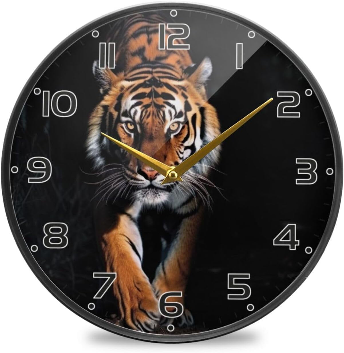 Coolnut Walking Tiger Wall Clock Round Silent Non Ticking Battery ...