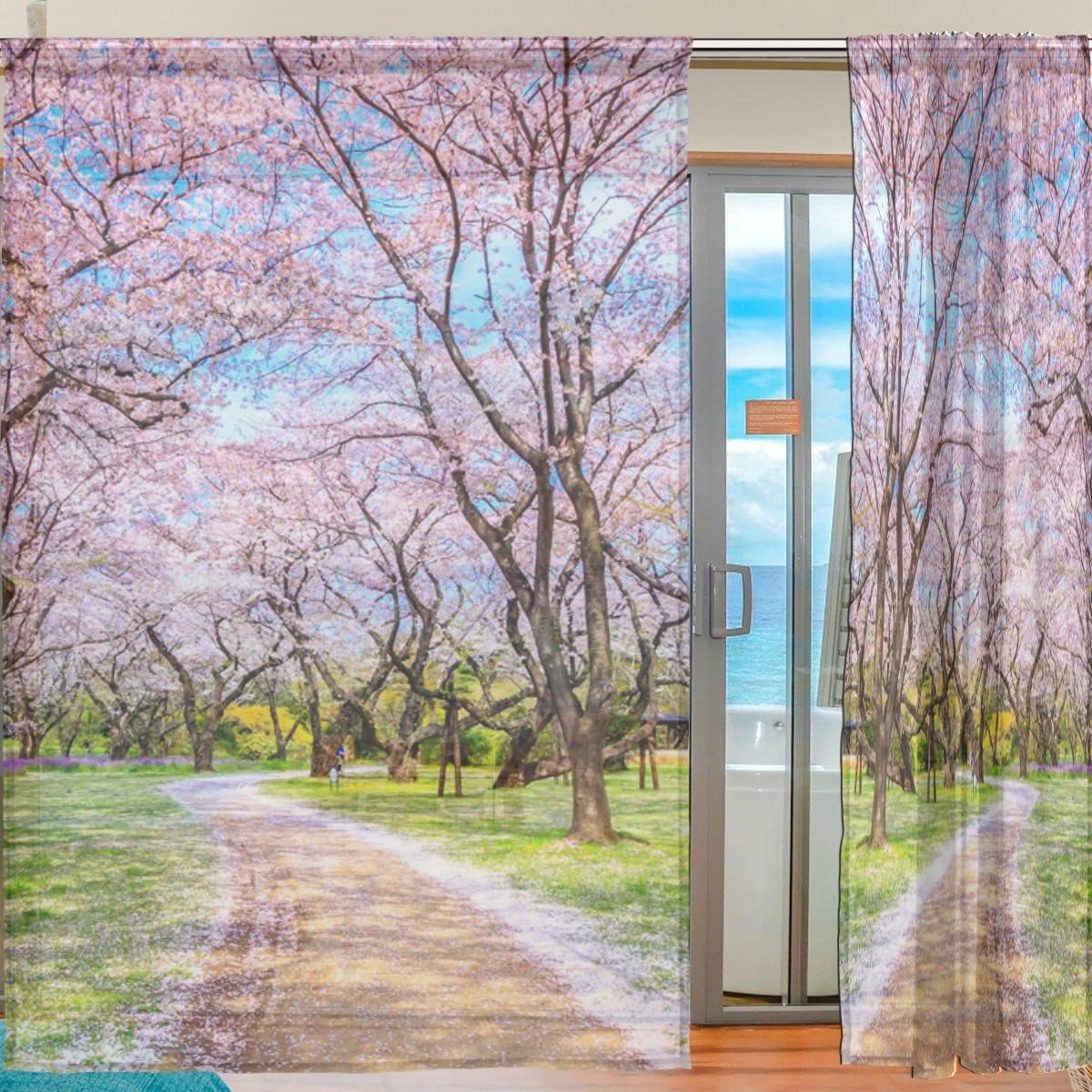 Coolnut Walkway Under The Sakura Tree Sheer Gauze Door Curtain Window ...