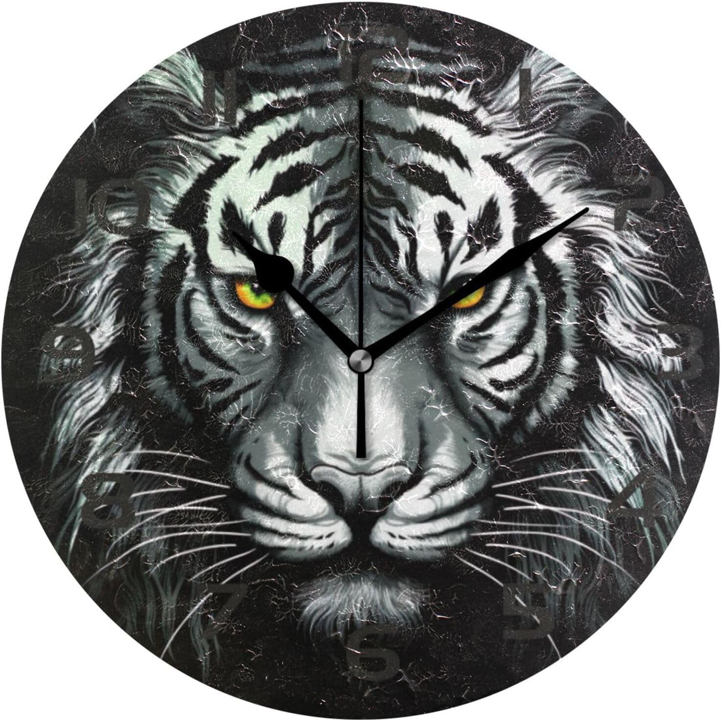Coolnut Wall Clock Black Tiger 10 Inch Silent Non Ticking Quality ...