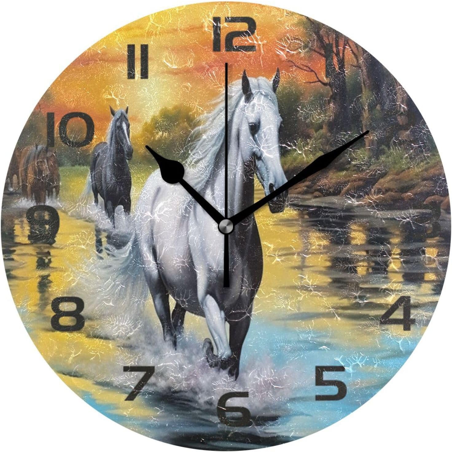 Coolnut Wall Clock Running Horse 10 Inch Silent Non Ticking Quality ...