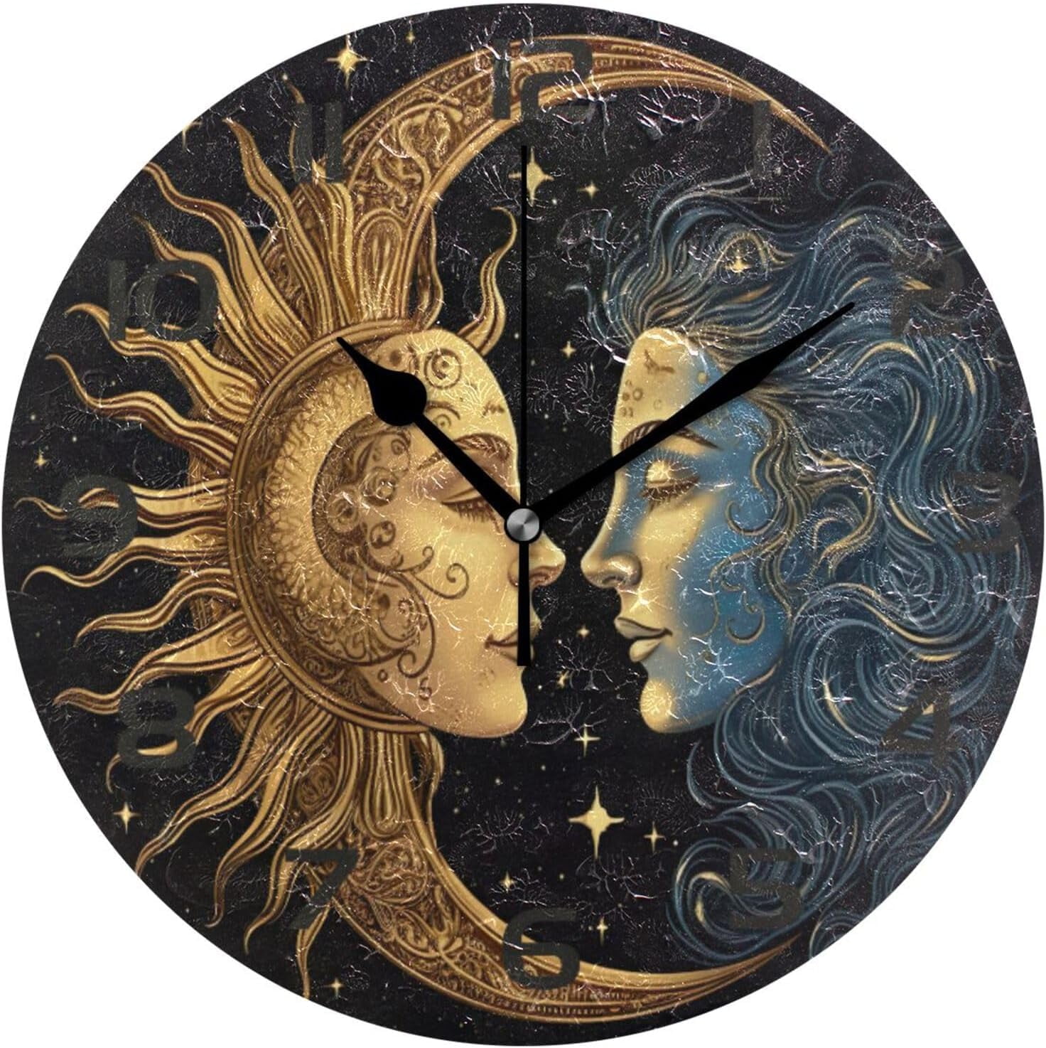 Coolnut Wall Clock Sun and Moon 10 Inch Silent Non Ticking Quality ...