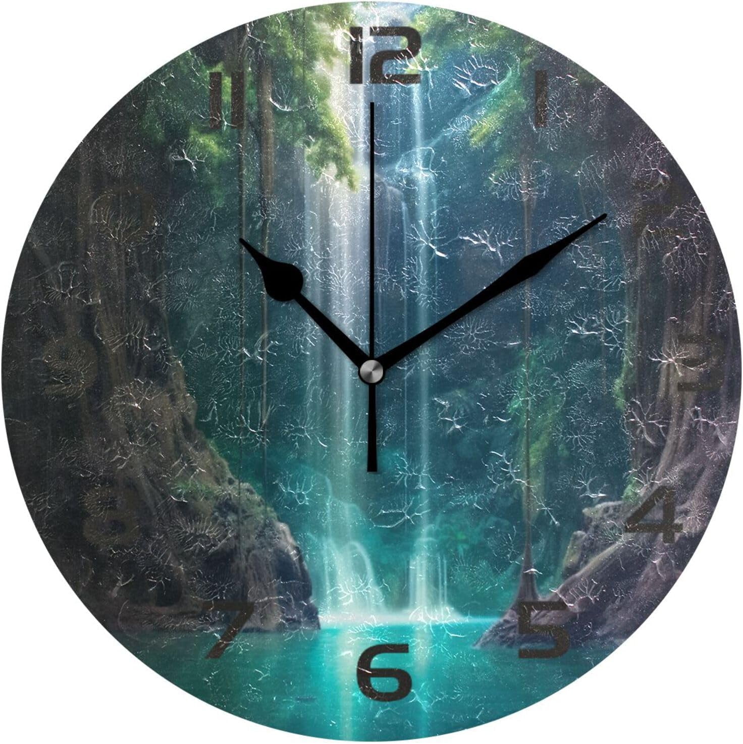 Coolnut Wall Clock Waterfall 10 Inch Silent Non Ticking Quality Quartz ...