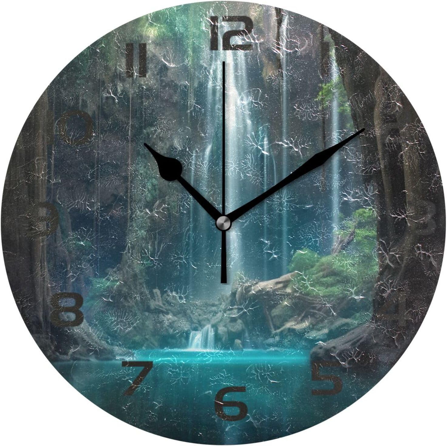 Coolnut Wall Clock Waterfall 10 Inch Silent Non Ticking Quality Quartz ...