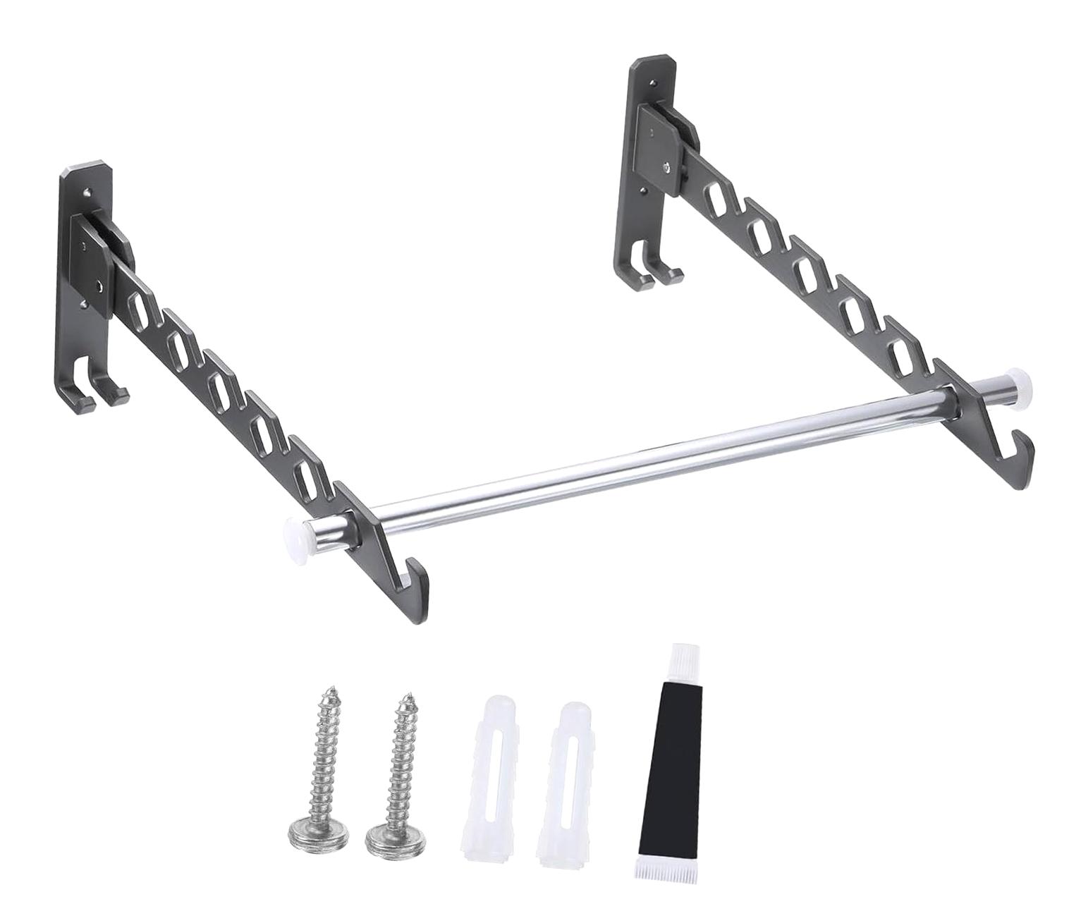 Coolnut Wall Mount Coat Hanger, Clothes Drying Rack with Rod, Foldable ...