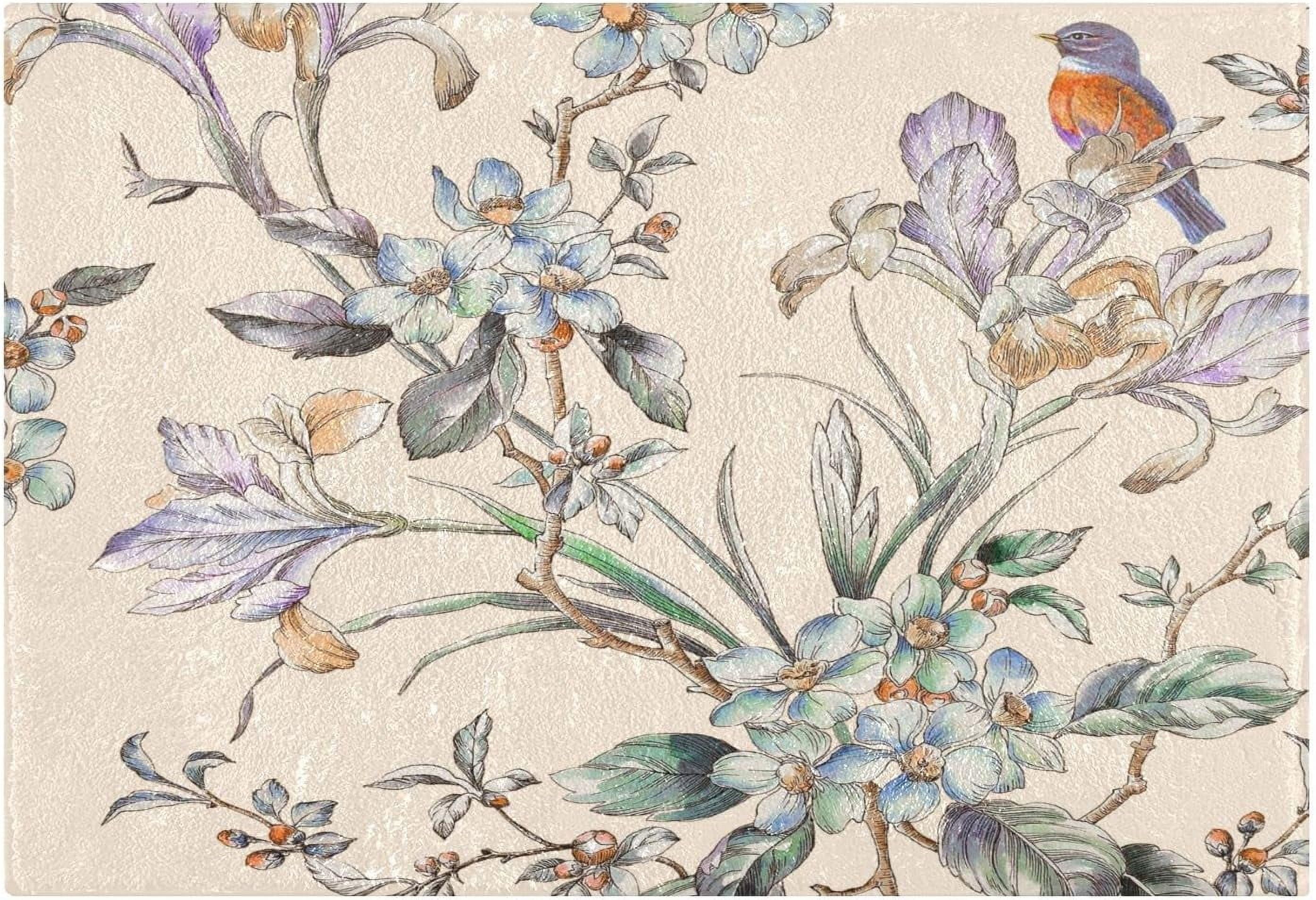 Coolnut Watercolor Birds Paisley Bathroom Rug - 16" x24" Ultra Soft Non ...