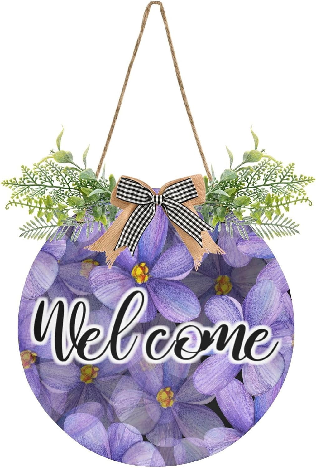 Coolnut Watercolor Crocus Purple Flower Front Door Round, Hanging ...