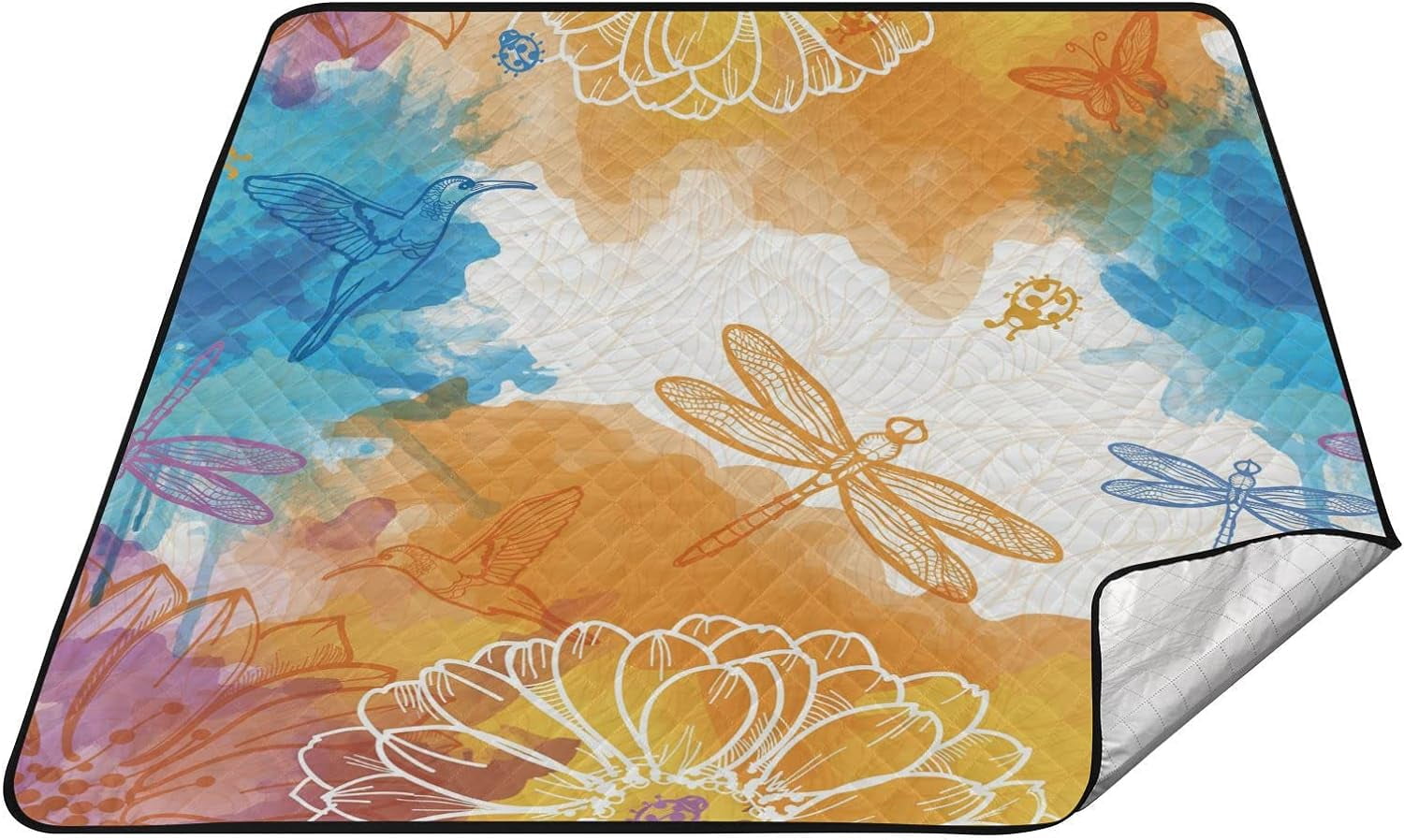 Coolnut Watercolor Dragonfly Large Picnic & Outdoor Beach Blanket ...