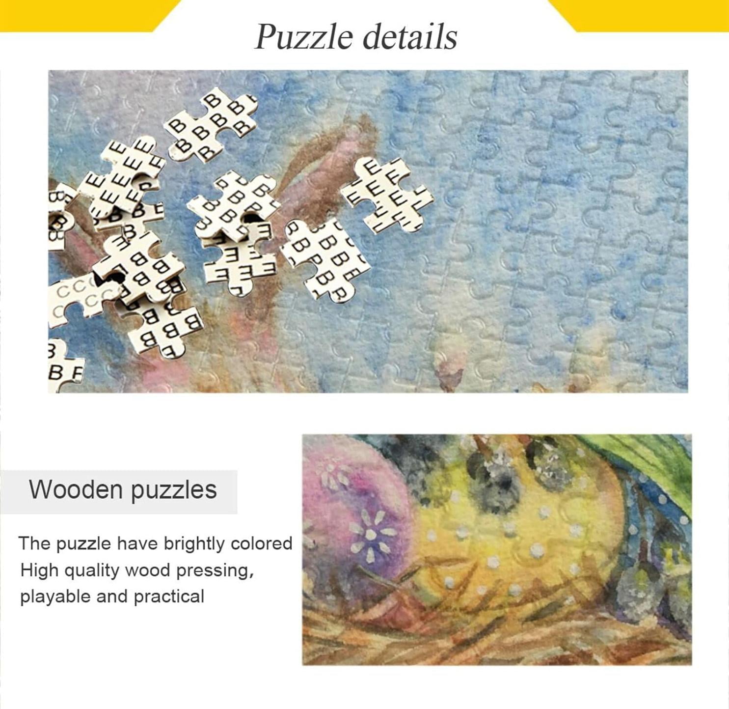 Coolnut Watercolor Easter Bunny Wooden Jigsaw Puzzles, Intellectual ...