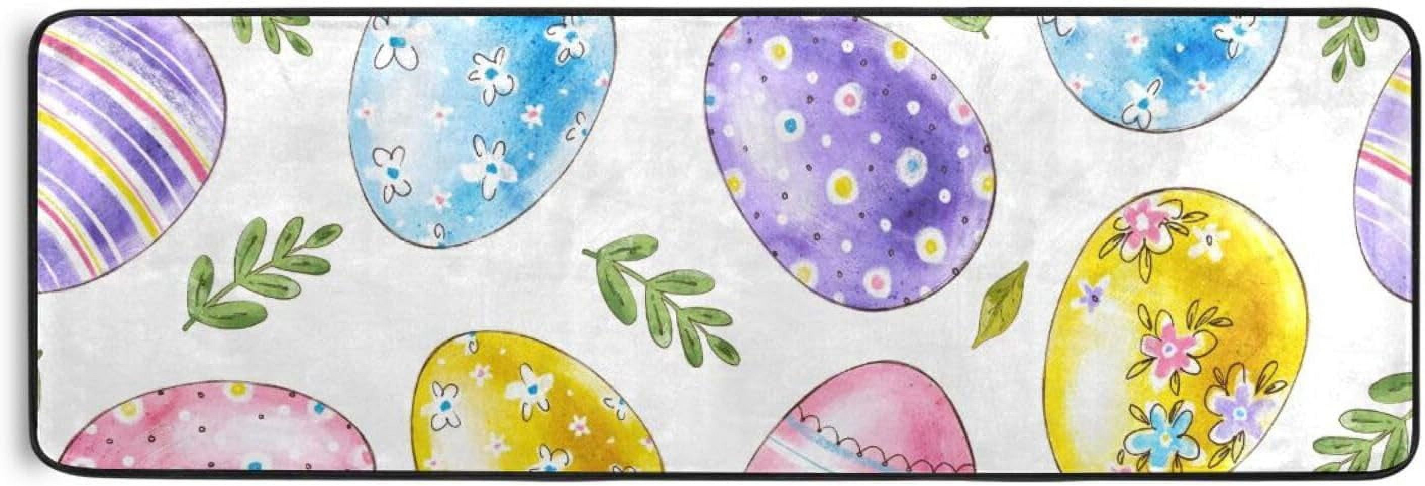 Coolnut Watercolor Easter Egg Area Rug - 2' x 6' Washable Runner Rugs ...