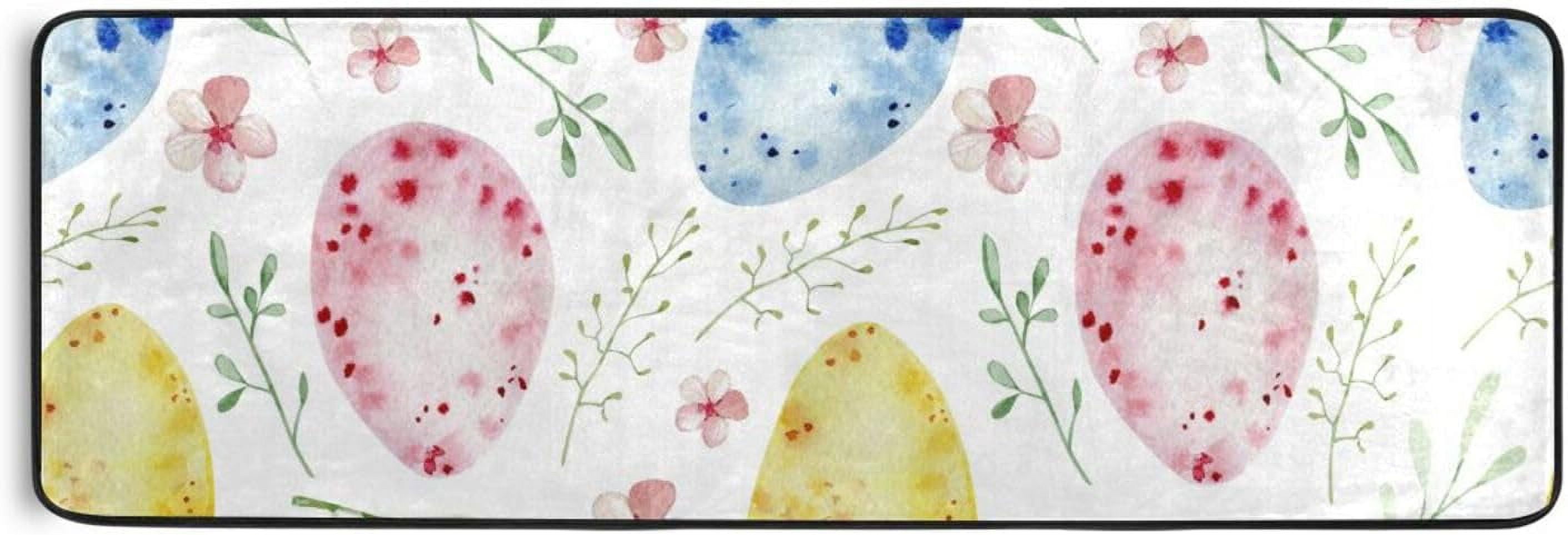 Coolnut Watercolor Easter Egg Area Rug - 2' x 6' Washable Runner Rugs ...