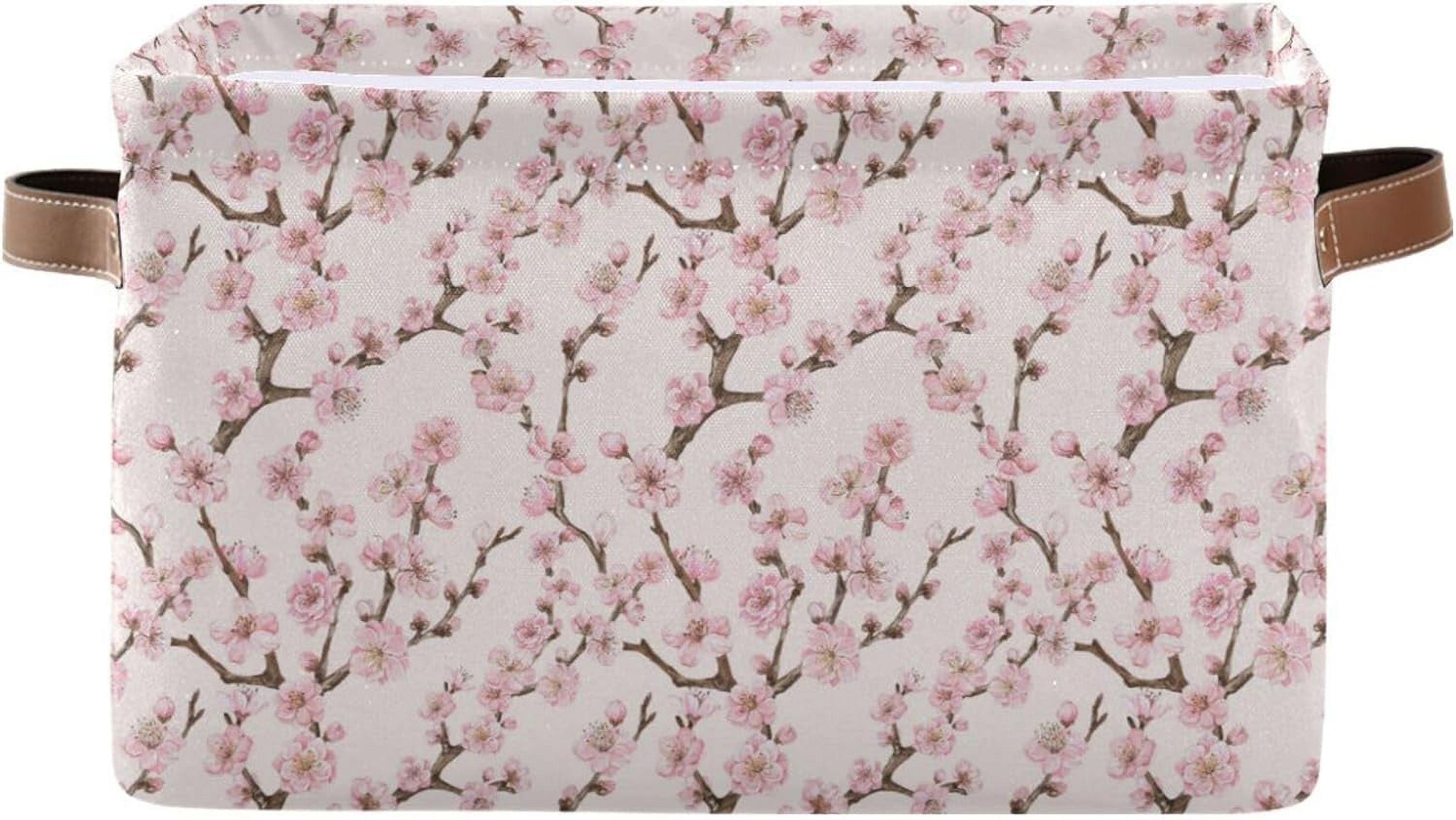 Coolnut Watercolor Floral Foldable Canvas Storage Bin, Sturdy Fabric ...