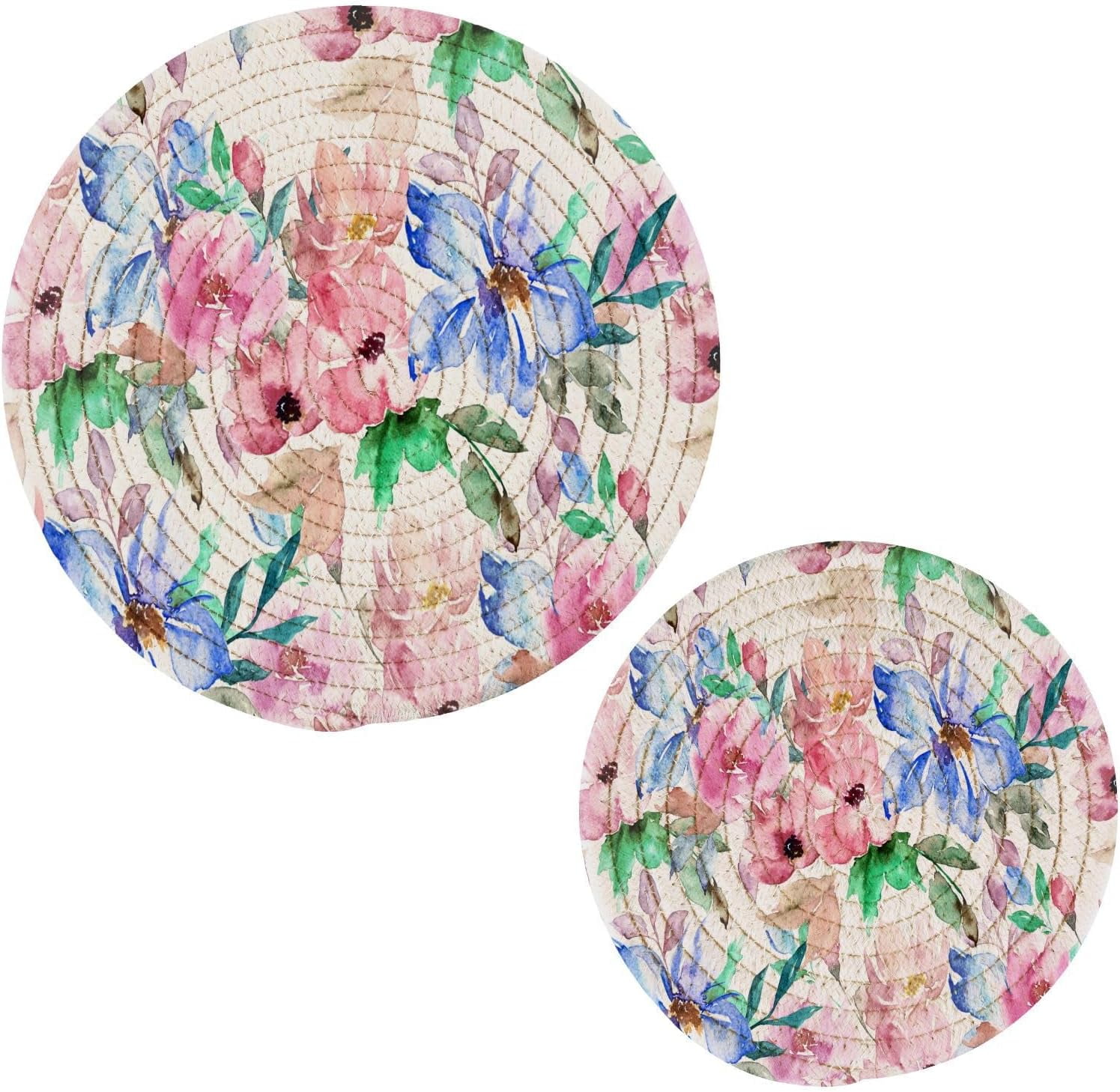 Coolnut Watercolor Floral Pattern Placemats Set of 2, Woven Washers ...
