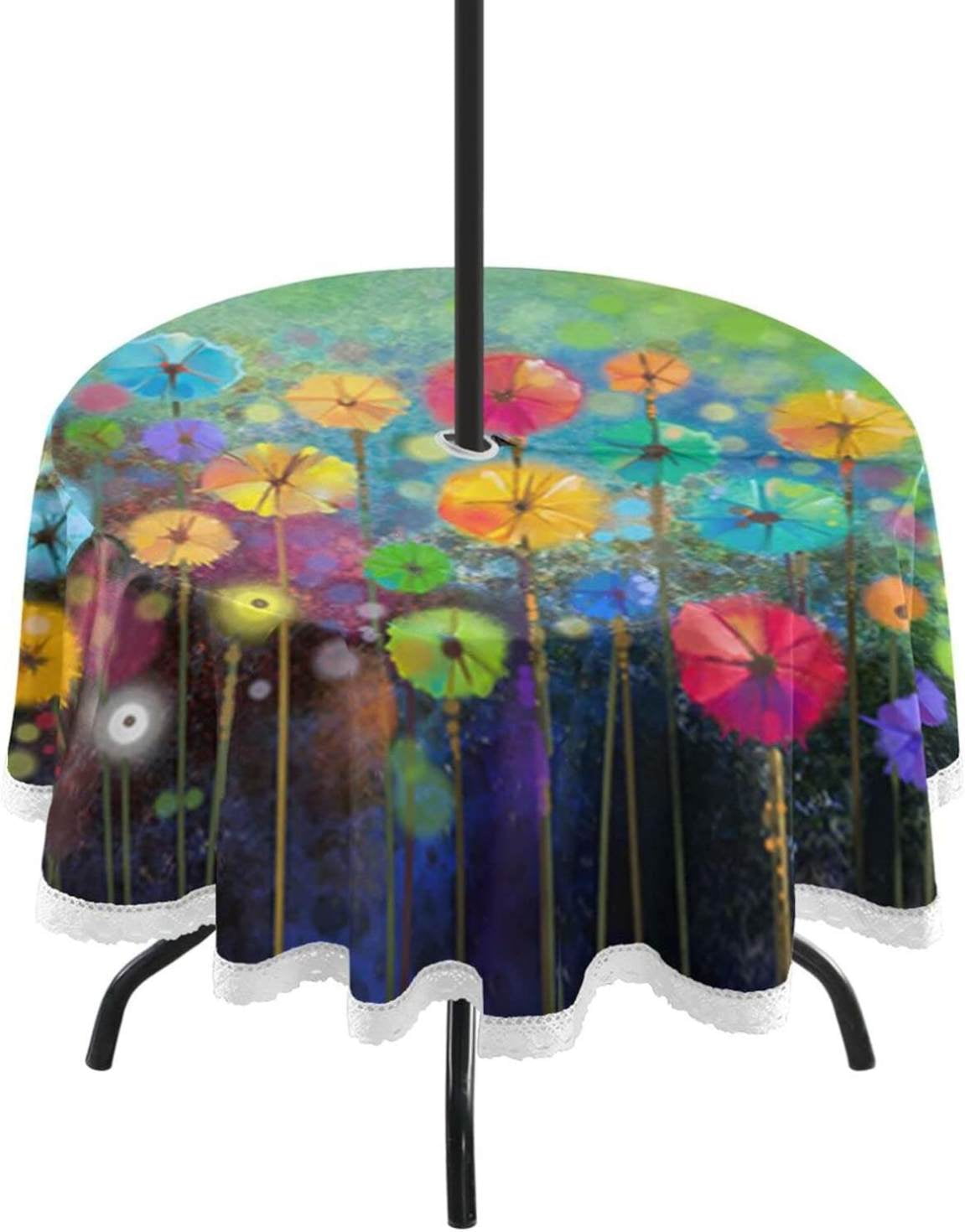 Coolnut Watercolor Floral Round Table Cloth 60", Heat Resistant Table ...