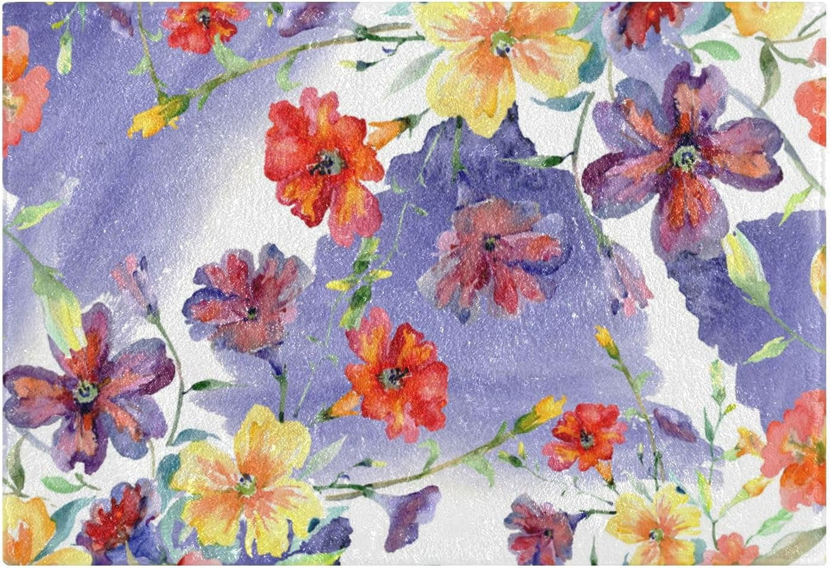 Coolnut Watercolor Flowers Anti-Slip Ultra Absorbent Durable Bath Rug ...