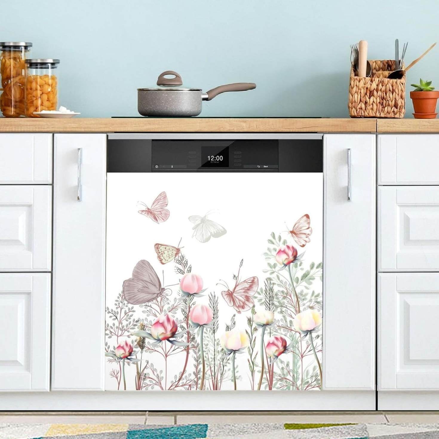 Coolnut Watercolor Flowers and Butterflies Dishwasher Magnet Cover for ...