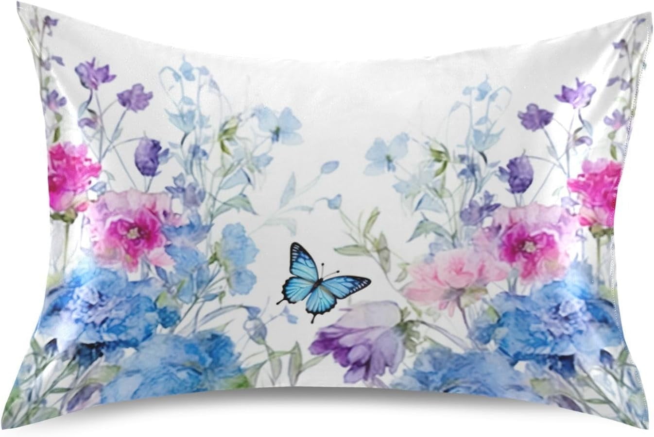 Coolnut Watercolor Flowers Butterflies Satin Pillowcase for Hair and ...