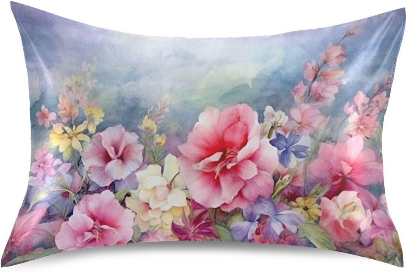 Coolnut Watercolor Flowers Satin Pillowcase for Hair and Skin Silk ...
