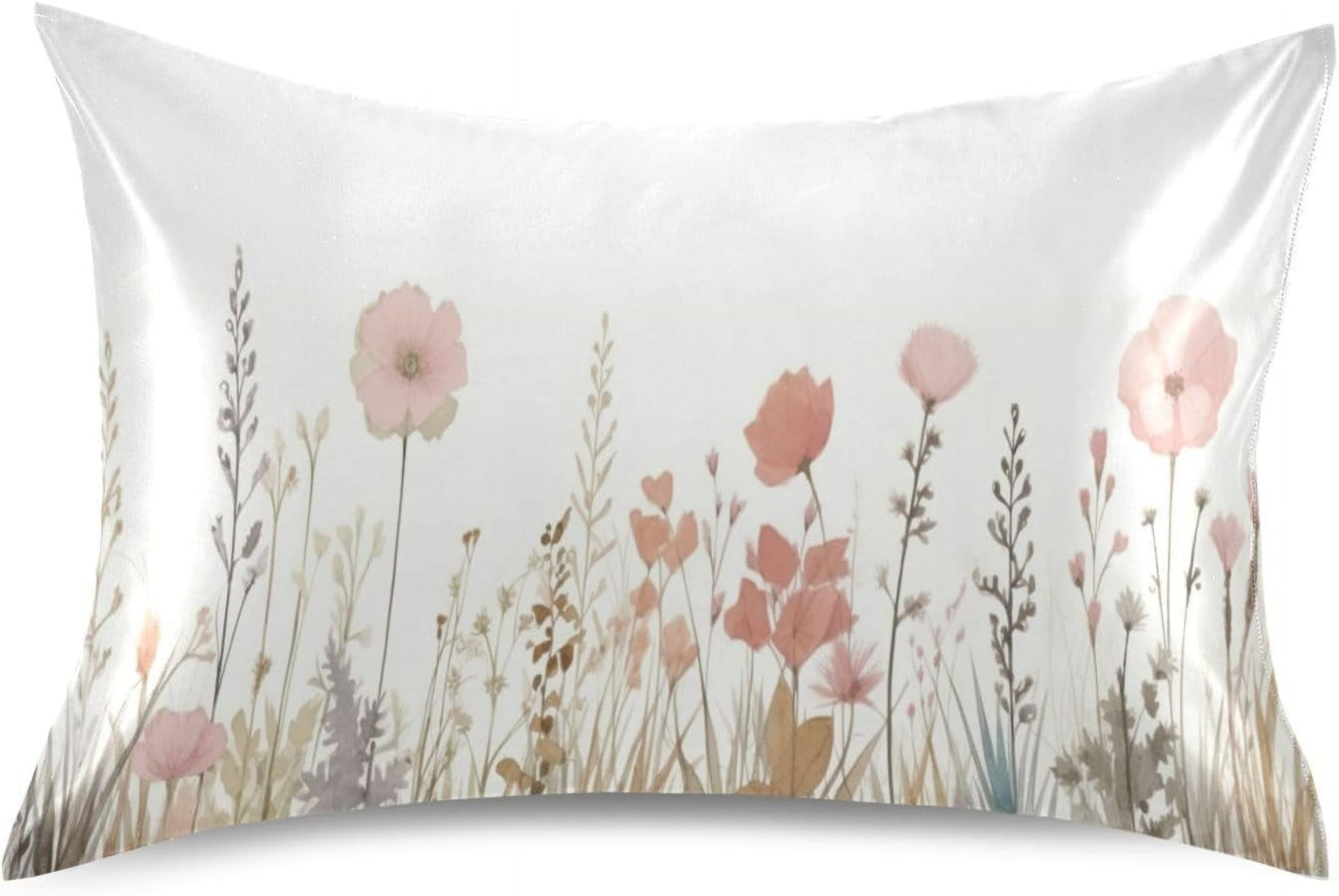Coolnut Watercolor Flowers Satin Pillowcase for Hair and Skin Silk ...
