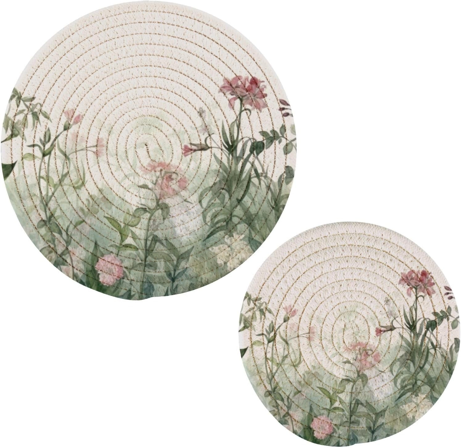 Coolnut Watercolor Flowers Trivets Pot Holders Set of 2 Potholders for ...