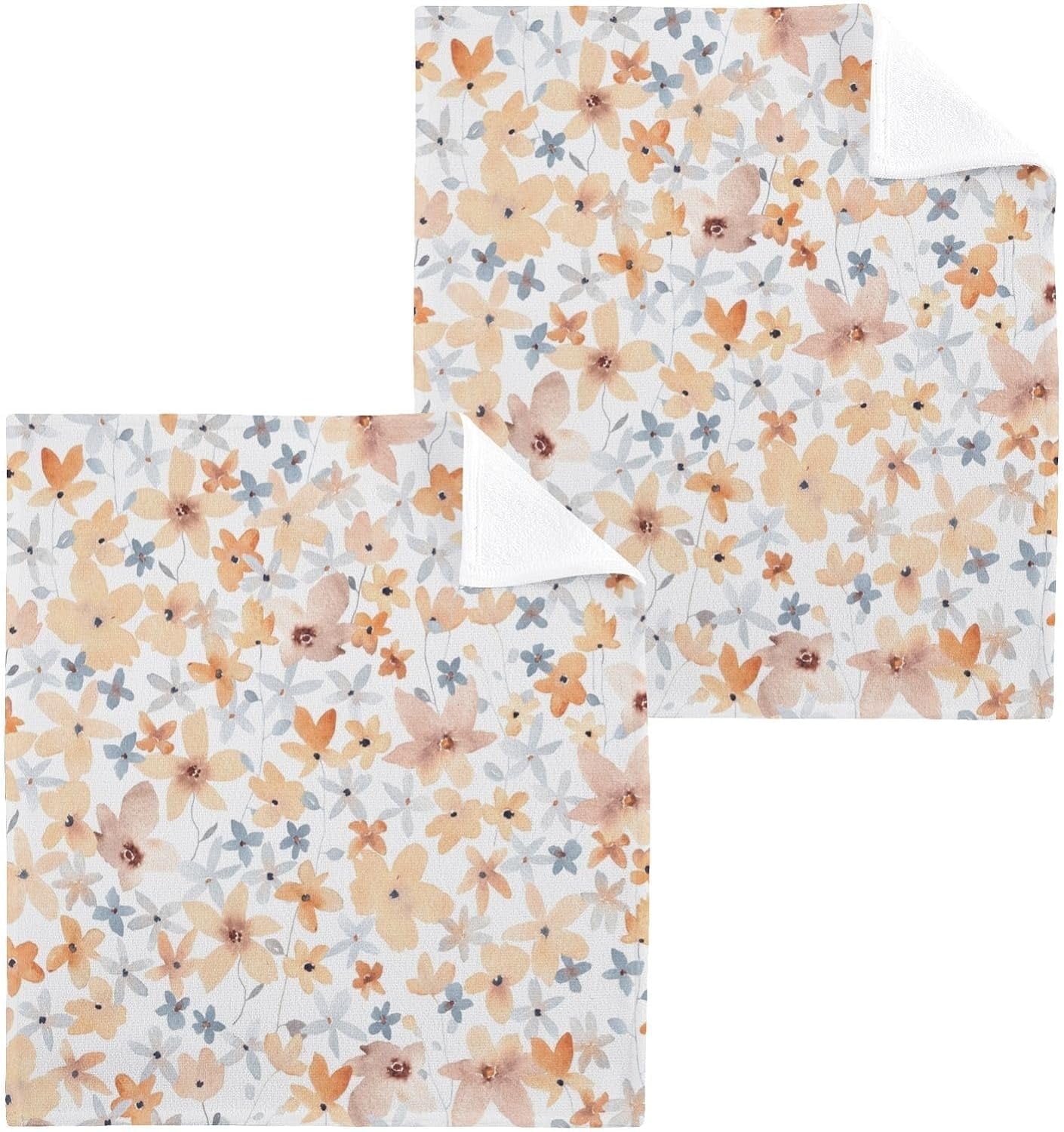 Coolnut Watercolor Flowers Wash Cloth Set of 2, 12 x 12 Inch Cotton ...