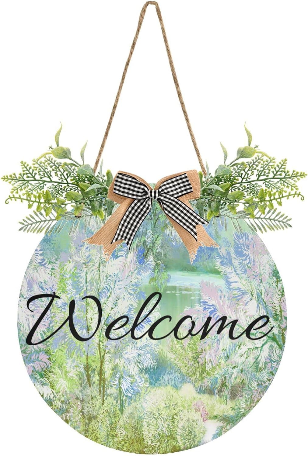 Coolnut Watercolor Forest Welcome Sign for Front Door, Round Sign ...