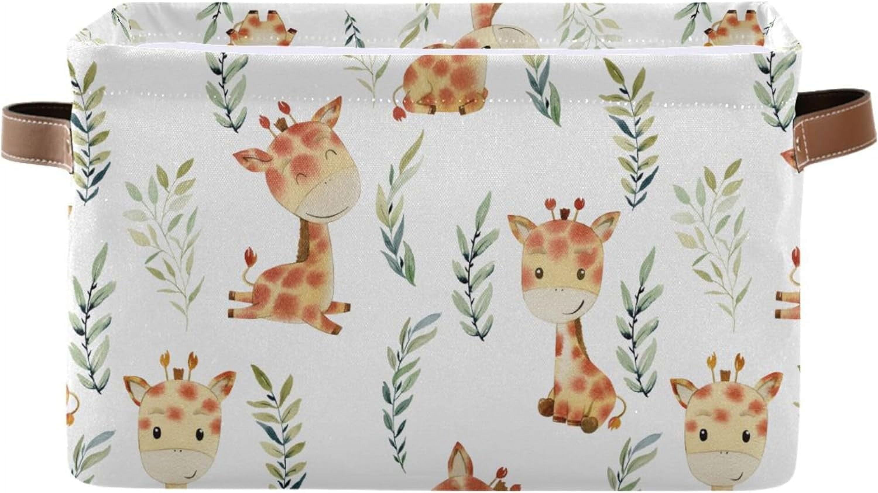 Coolnut Watercolor Giraffes Storage Basket Foldable Storage Bin, Canvas ...