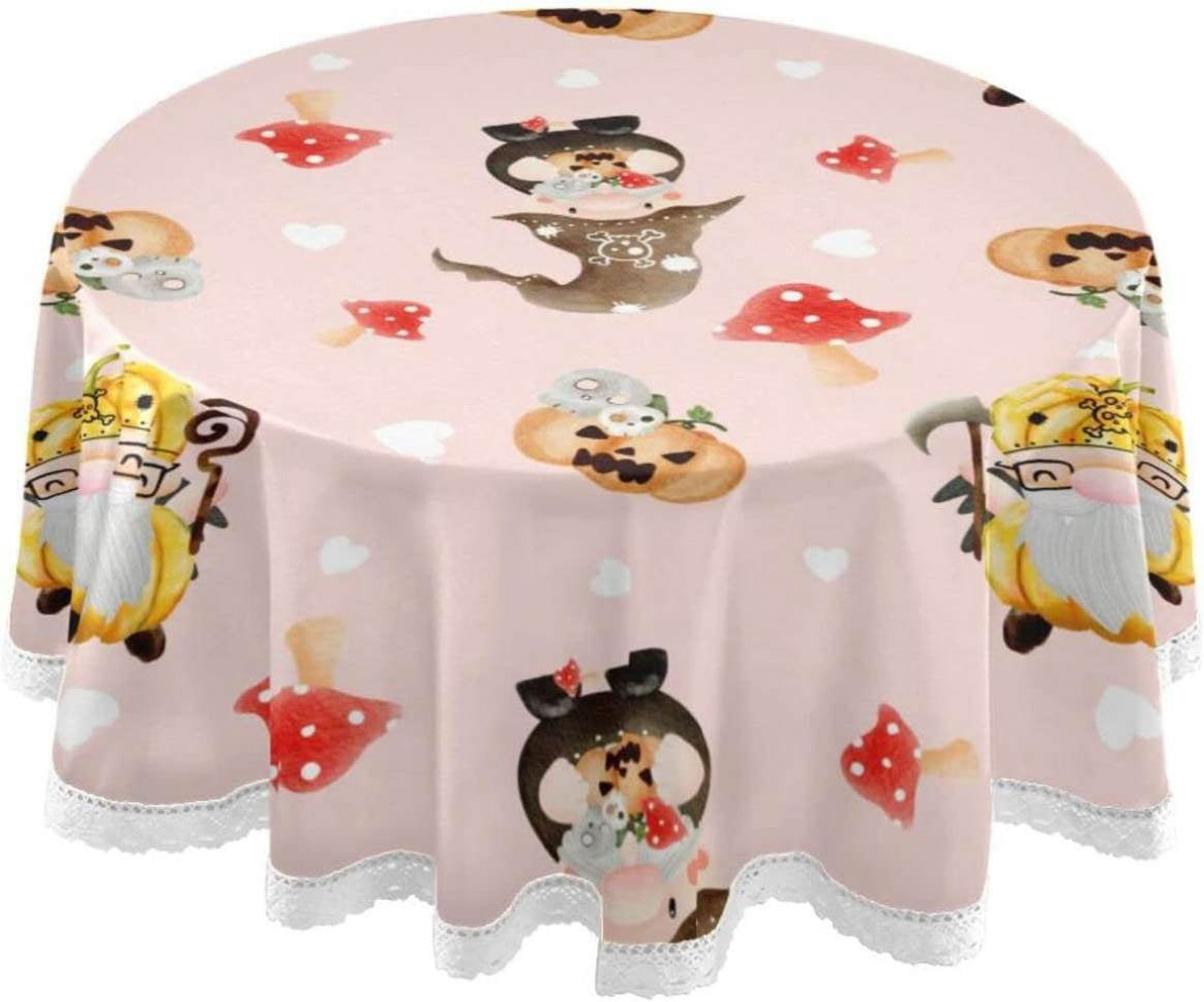 Coolnut Watercolor Gnome Halloween Thanksgiving Round Tablecloth 60In ...