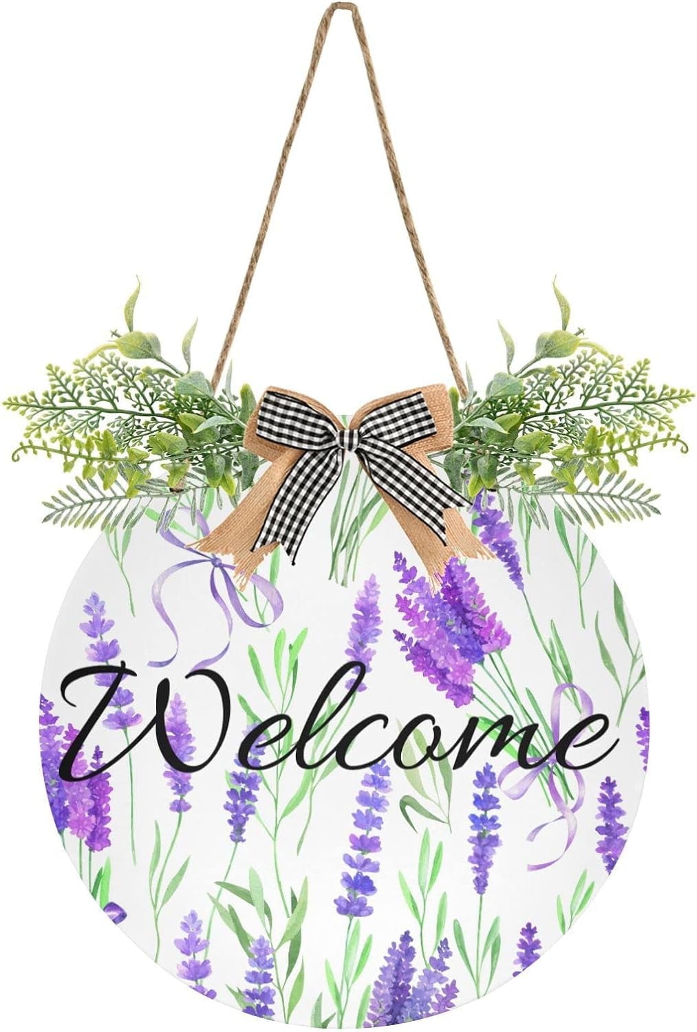 Coolnut Watercolor Lavender Welcome Sign for Front Door, Round Sign ...