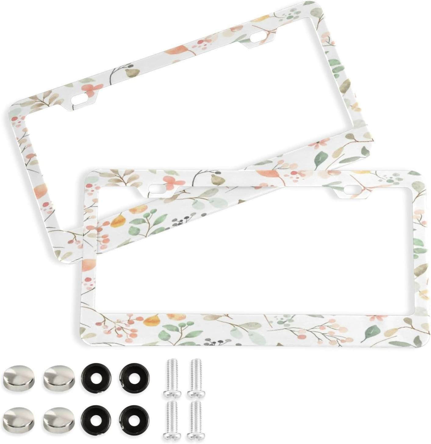 Coolnut Watercolor Leaves License Plate Frame 2 Pack 2 Holes Car ...