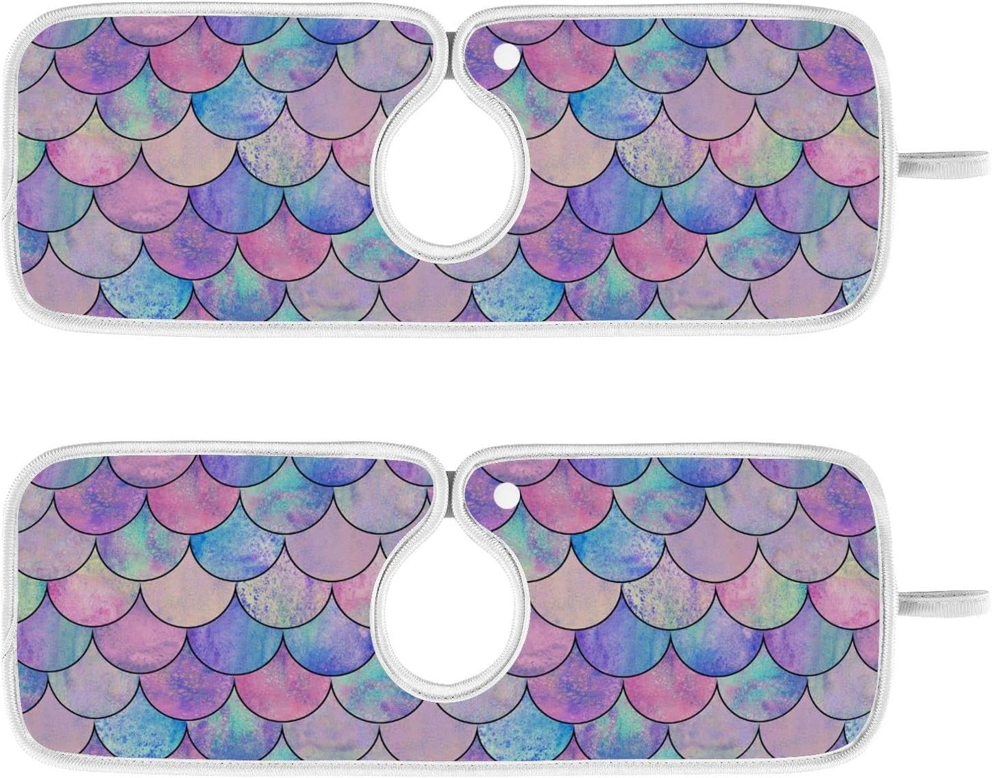 Coolnut Watercolor Mermaid Sink Splash Guard for Faucet 2 Packs Faucet ...