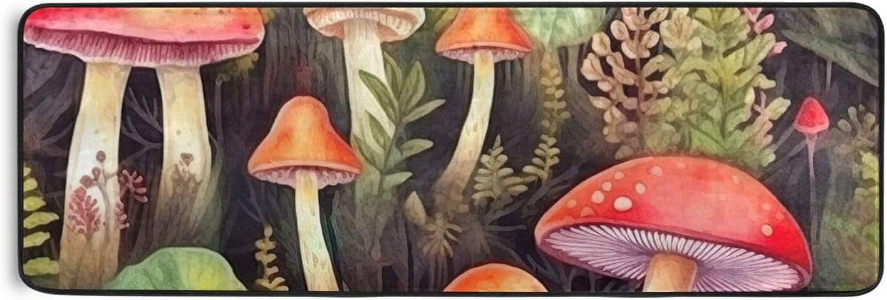 Coolnut Watercolor Mushroom Area Rug - 2' x 6' Washable Runner Rugs ...