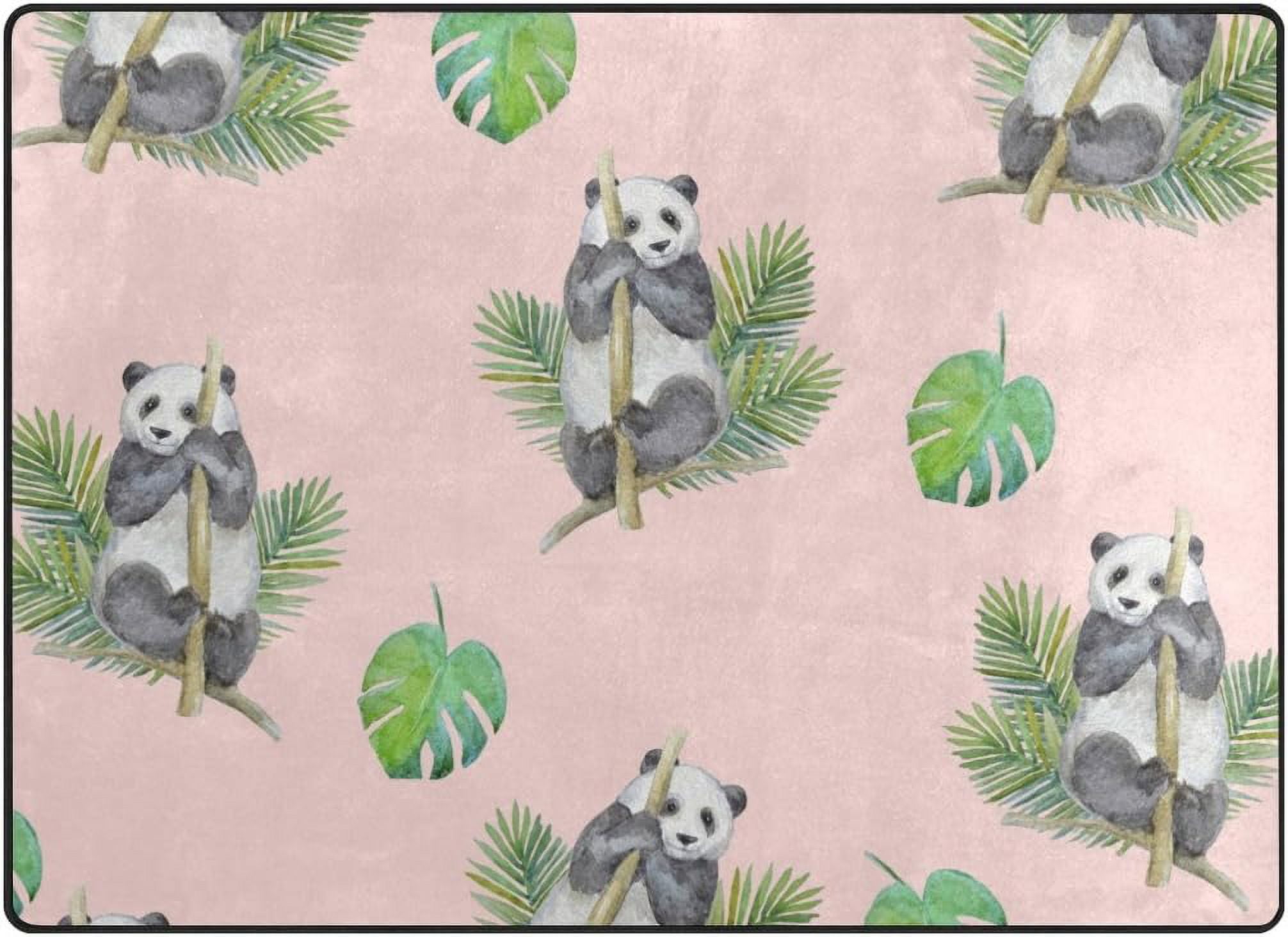 Coolnut Watercolor Pandas 80 x 58 inches Lightweight Soft Area Rug Mat ...