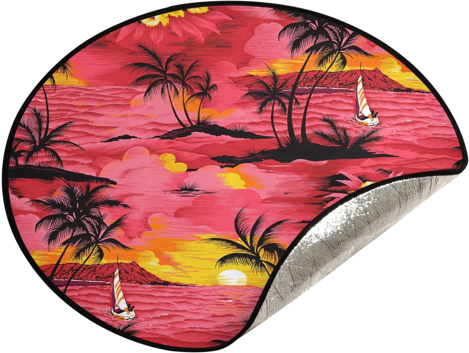 Coolnut Watercolor Pink Beach Christmas Tree Mats Waterproof Tree Skirt ...