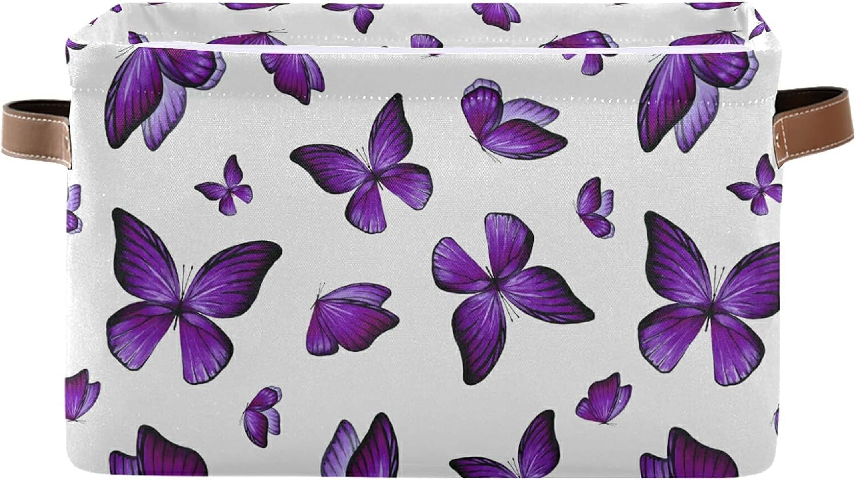 Coolnut Watercolor Purple Butterfly Storage Bin for Toy Storage Basket ...