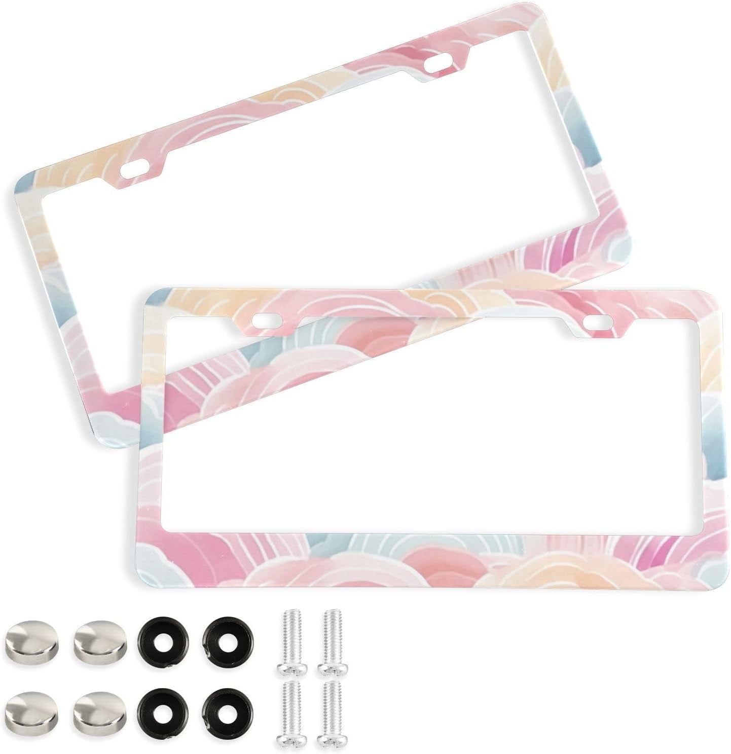 Coolnut Watercolor Rainbow 2 Pack License Plate Frames,Universal ...